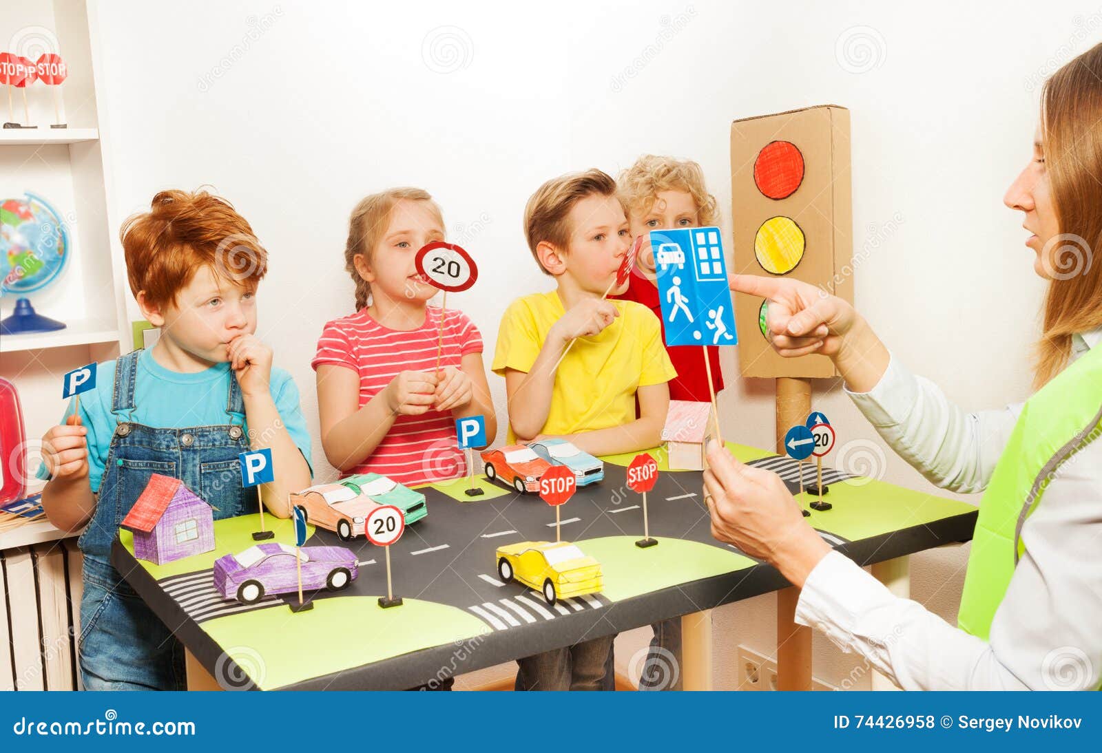 Road Safety Lesson in the Kindergarten Stock Photo - Image of children ... Road Safety Lesson in the Kindergarten Stock Photo - Image of children ...