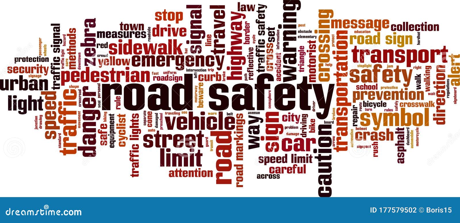 Road safety word cloud stock vector. Illustration of limit - 177579502