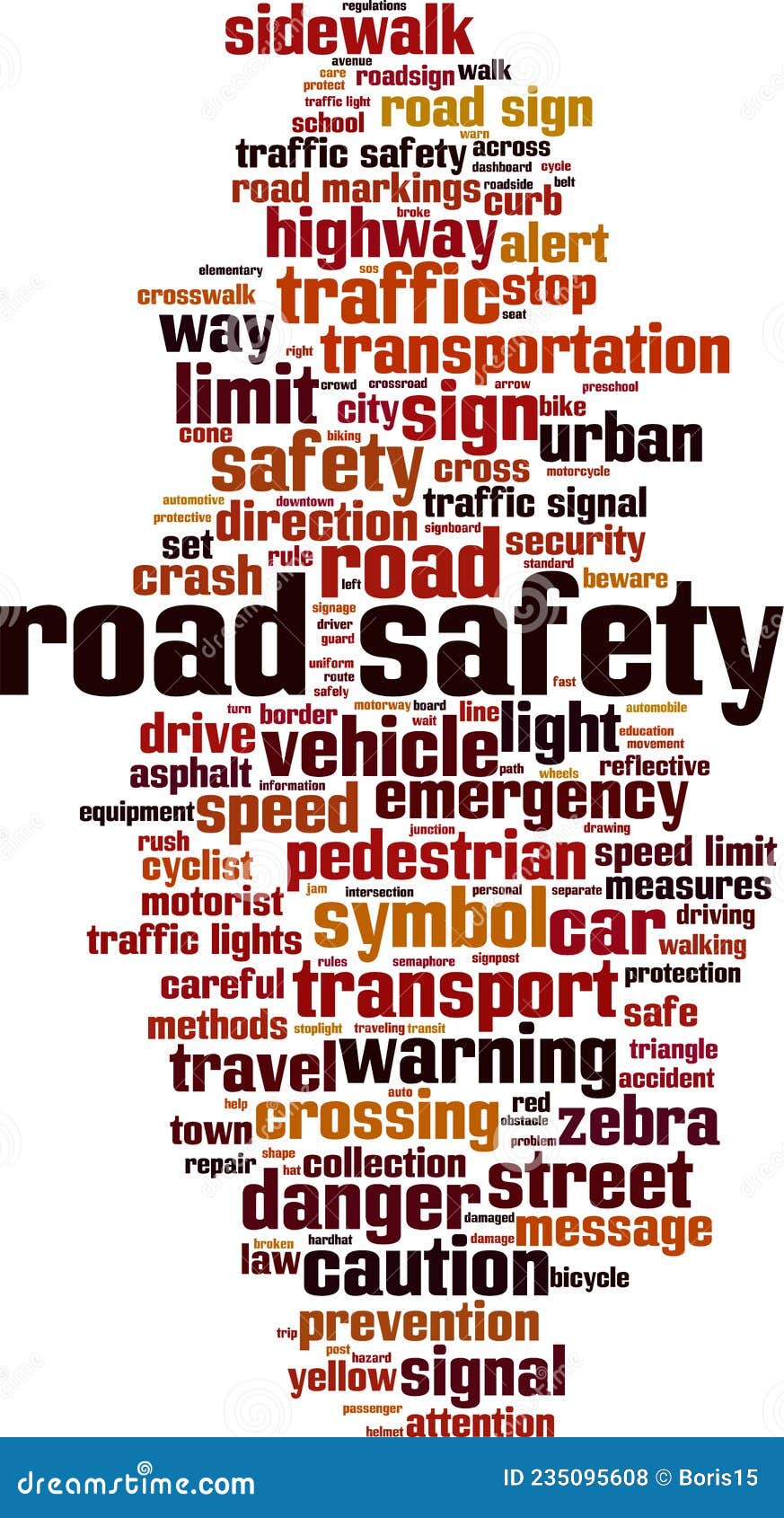 Road safety word cloud stock vector. Illustration of pedestrian - 235095608