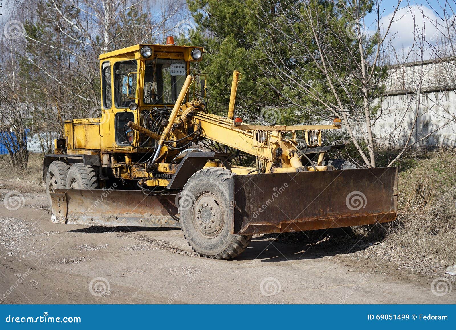 Road scraper stock image. Image of road, machine, leveling - 69851499