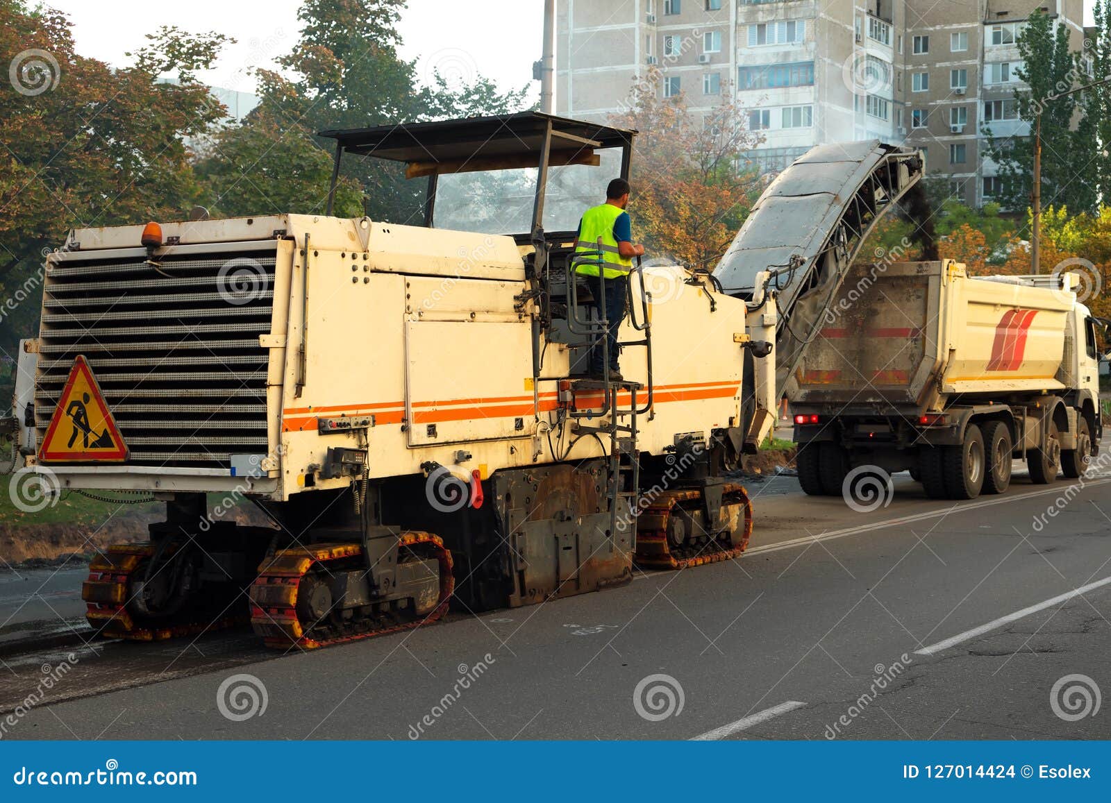 Road Scraping Machine Removes Old Asphalt during Construction ...