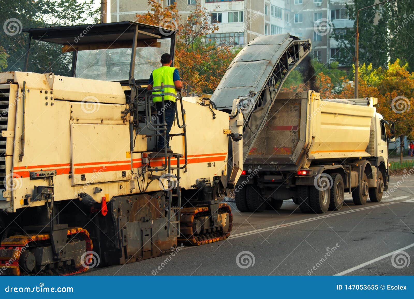 Road Scraping Machine Removes Old Asphalt during Construction ...