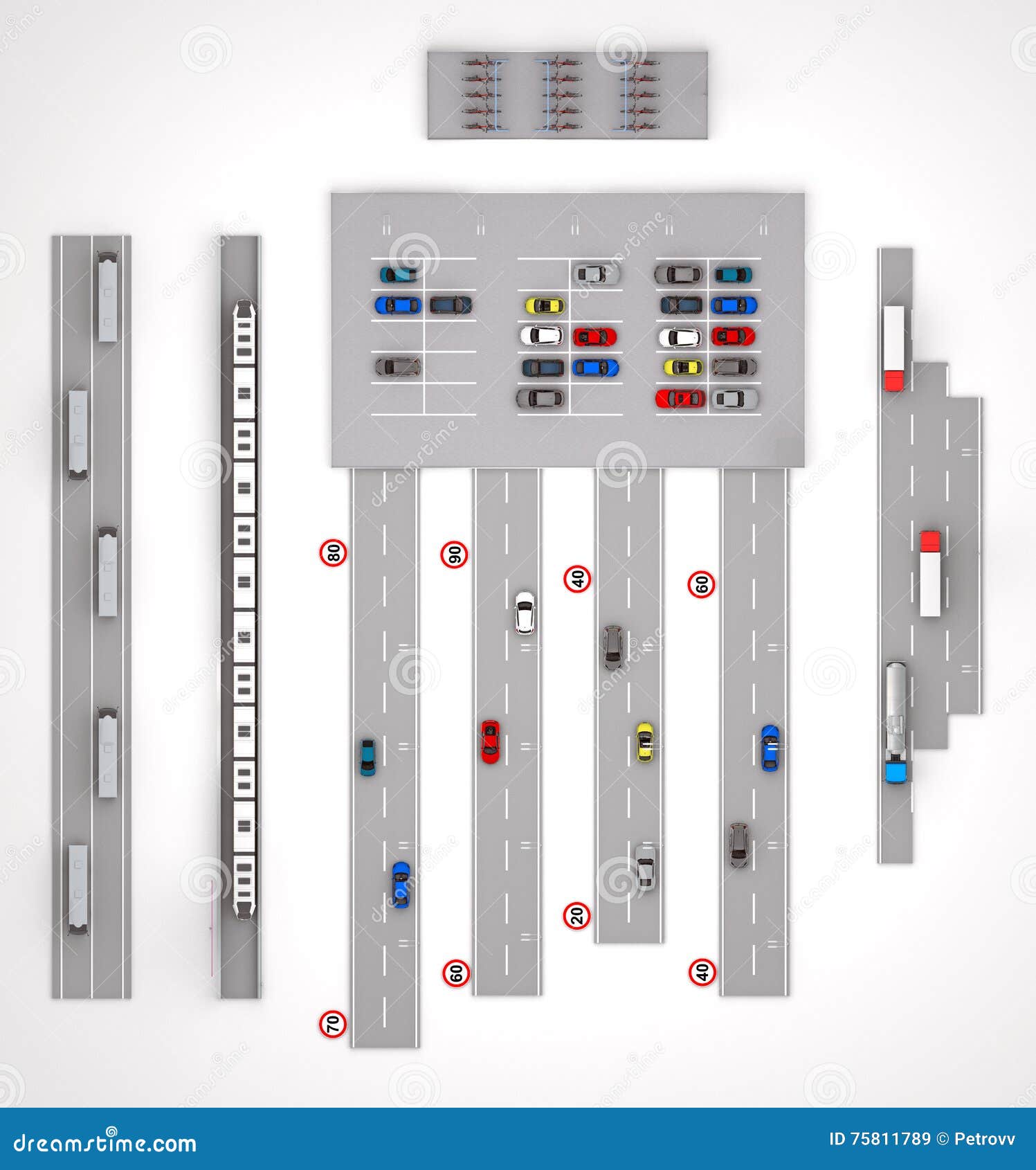 A Set Of Road Sections, Circular Interchanges, Various Intersections ...