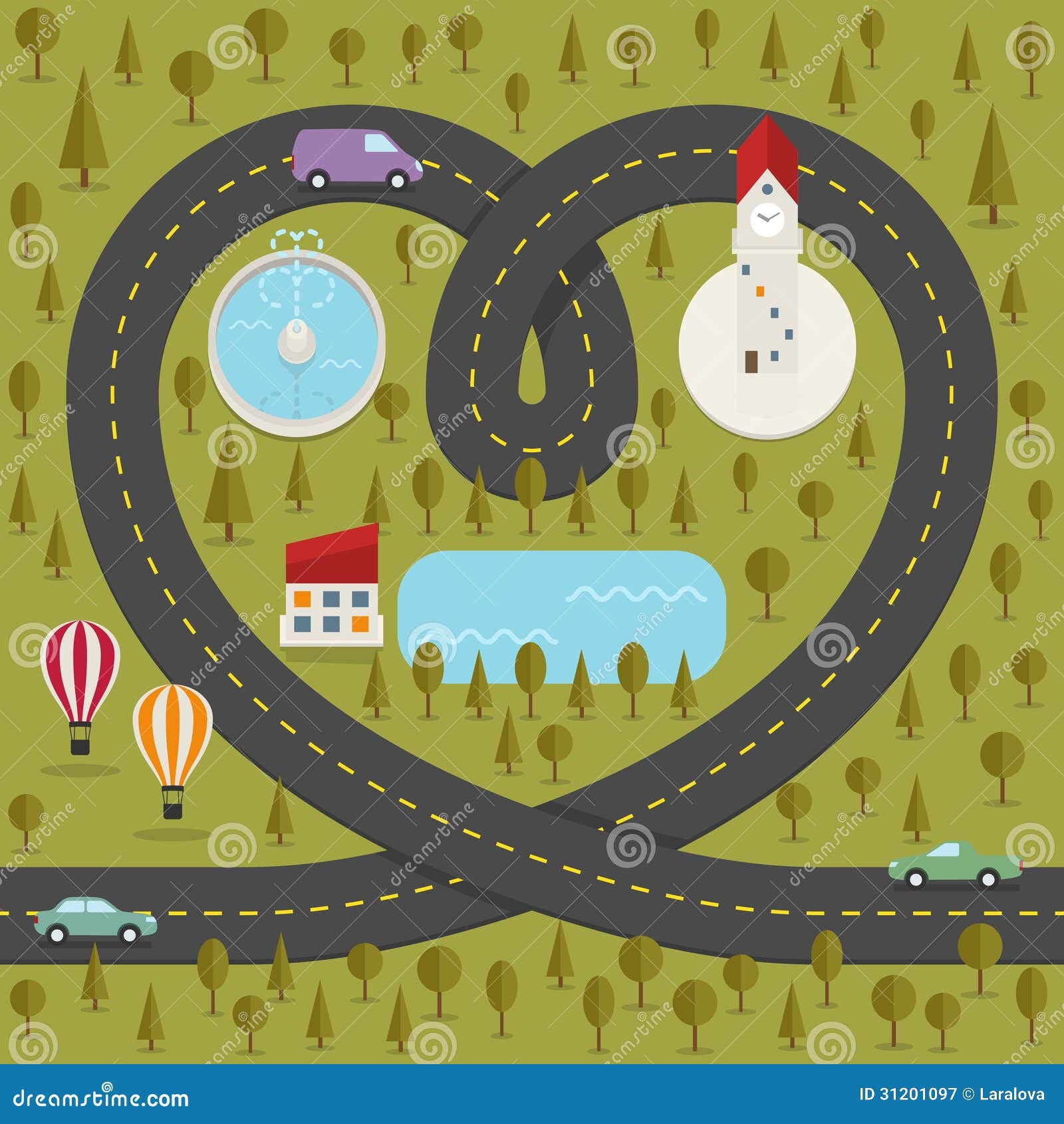 Road in the shape of heart stock vector. Illustration of decoration ...