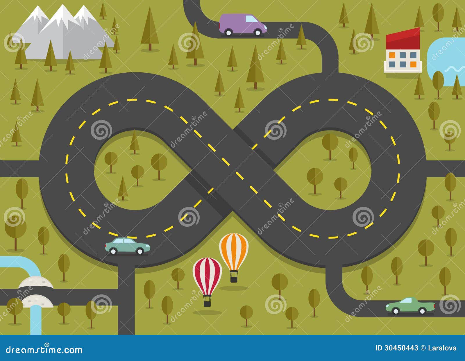 Road in the Shape of Infinity Stock Vector - Illustration of district ...