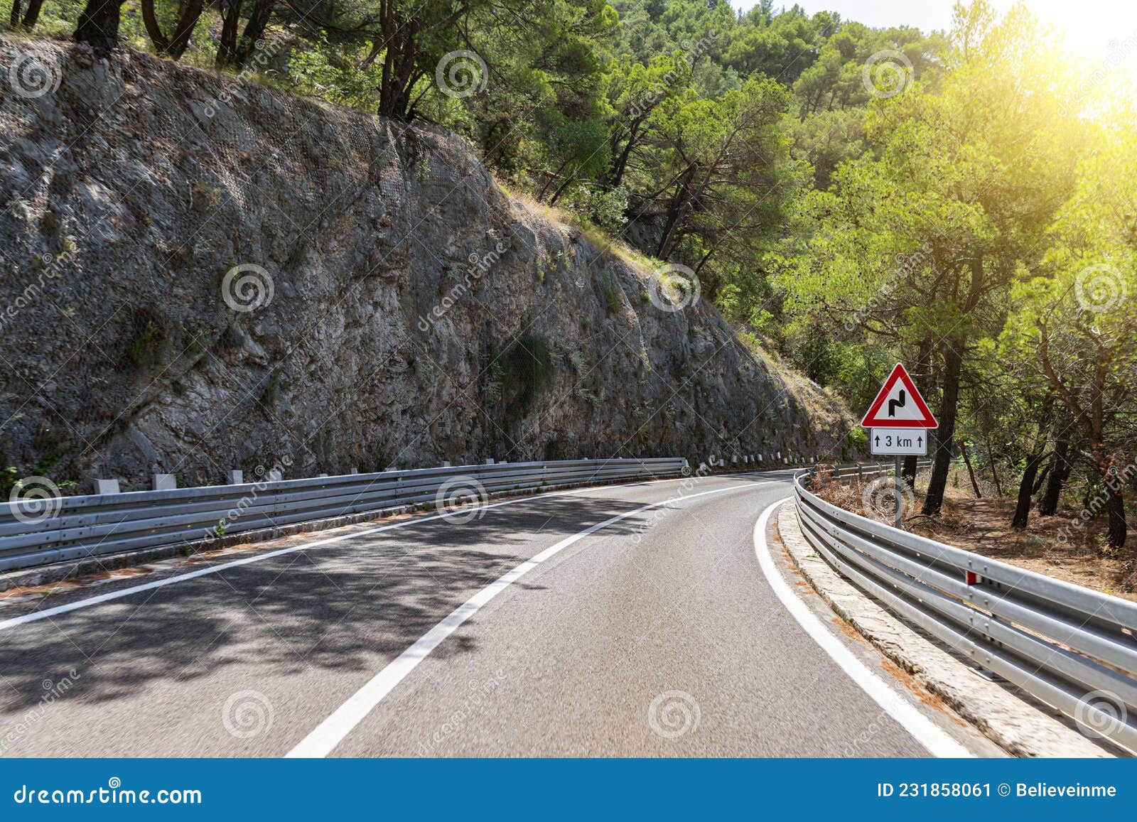 A Road with Sharp Turns in the Mountains. Stock Image - Image of ...