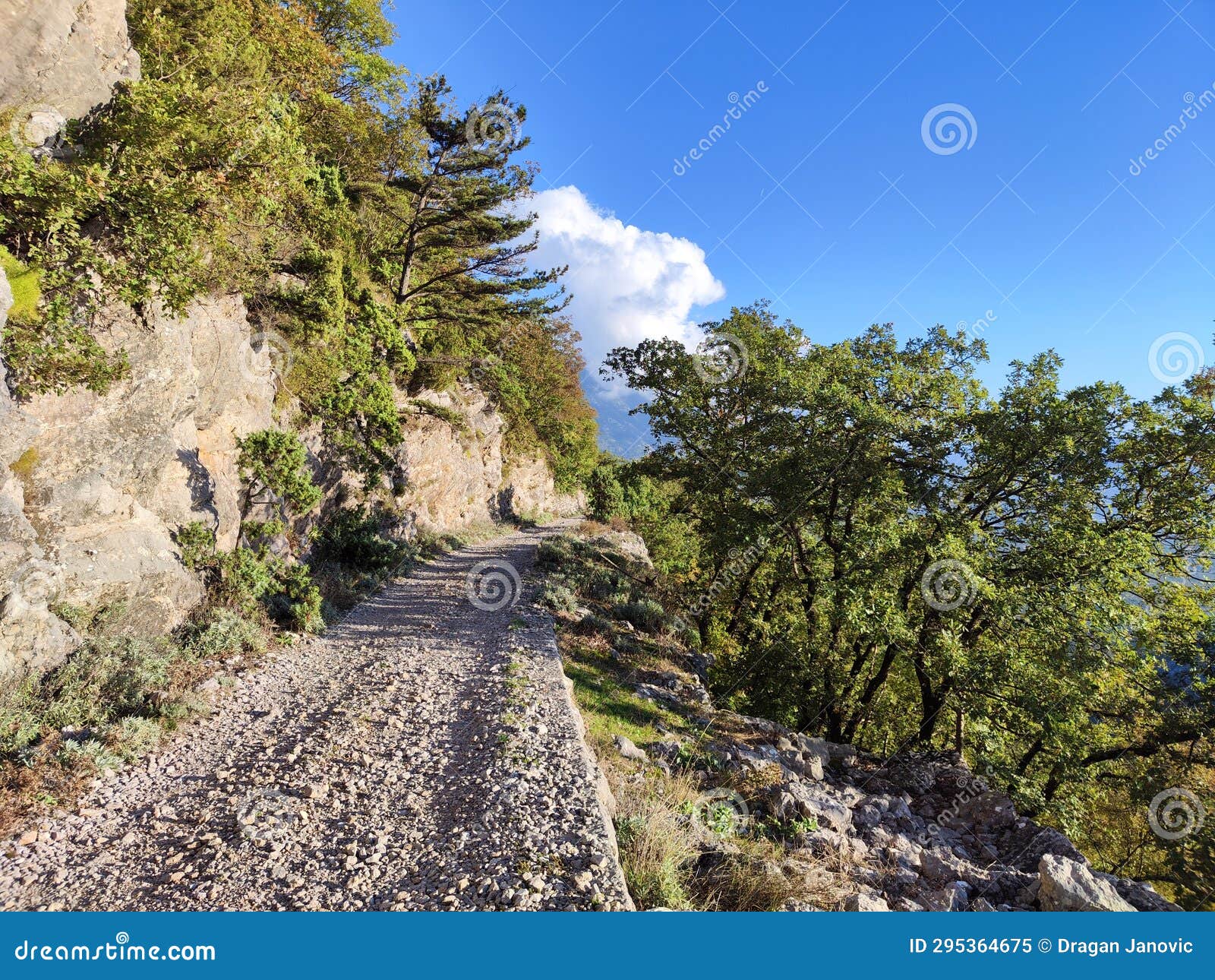 Road on the Side of the Mountain with Beautiful Blue Sky Stock Image ...
