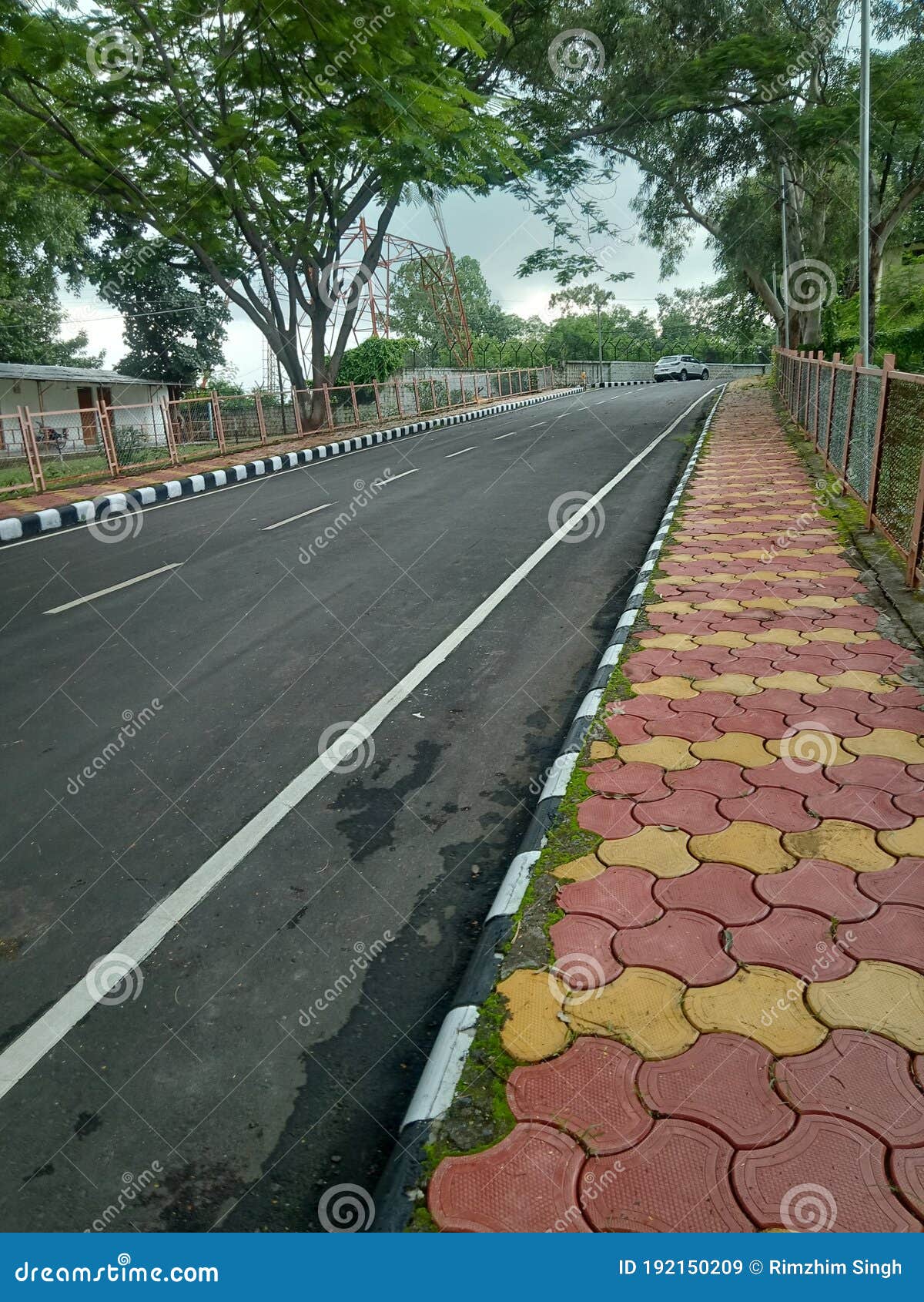 A Road Side View with Footpath Stock Image - Image of road, appealing ...