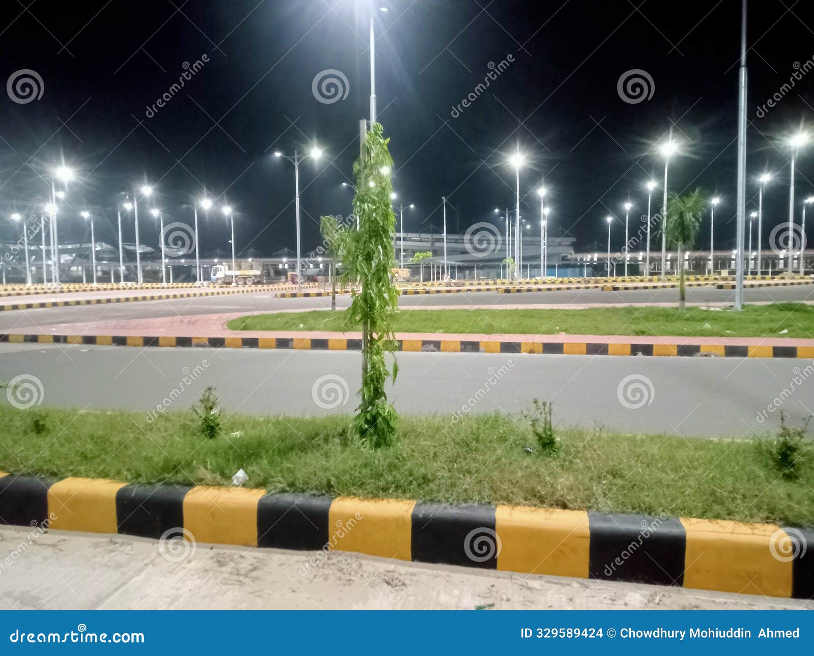 Road Side View with Lamppost and Light. Stock Photo - Image of view ...