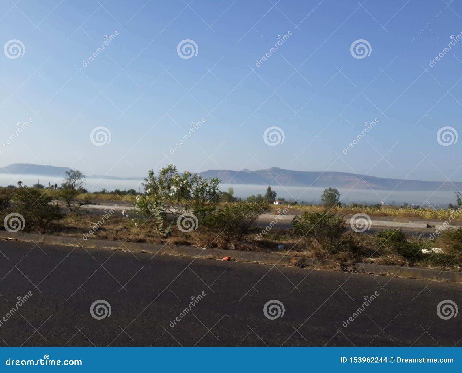 Road Side View of Trees and Hills Mountains Stock Photo - Image of ...