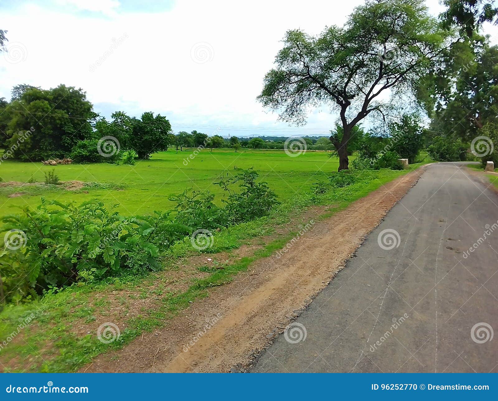 Road side stock photo. Image of road, side, green, village - 96252770