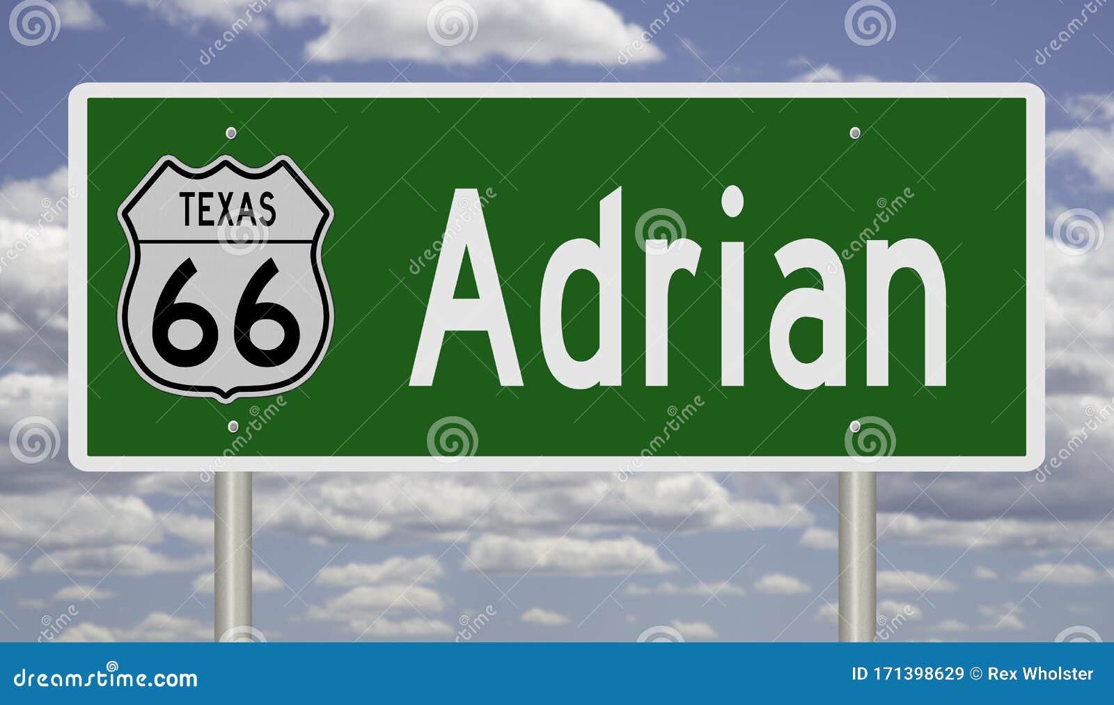 Road Sign for Adrian Texas on Route 66 Stock Illustration ...
