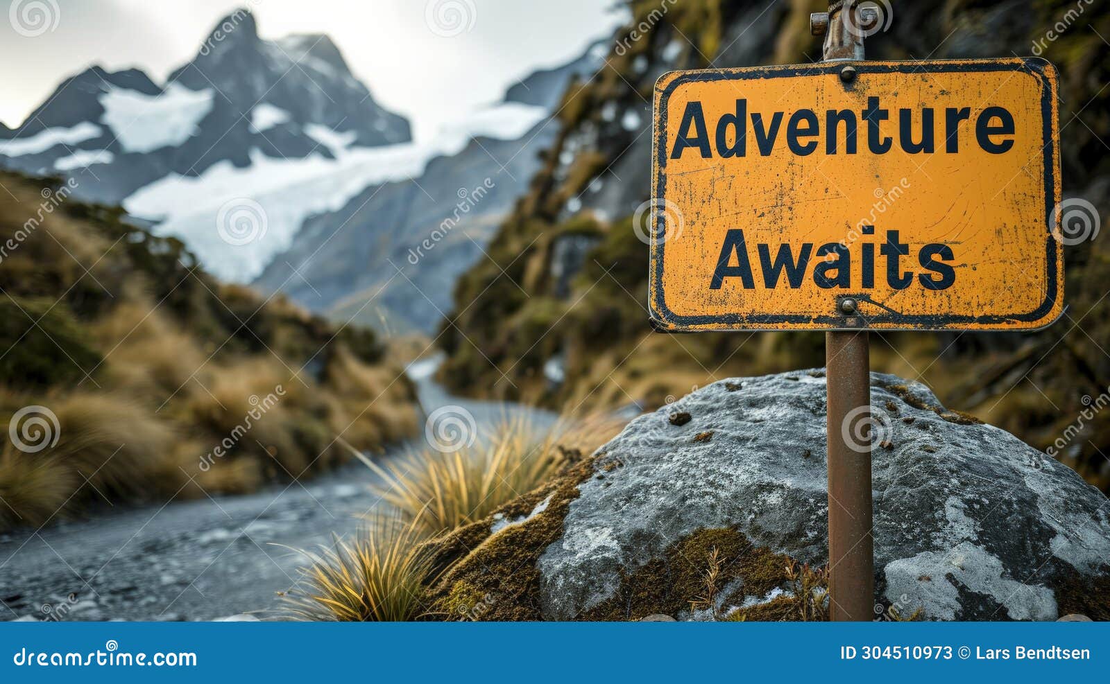 Road Sign: Adventure Awaits - AI Generated Stock Illustration ...