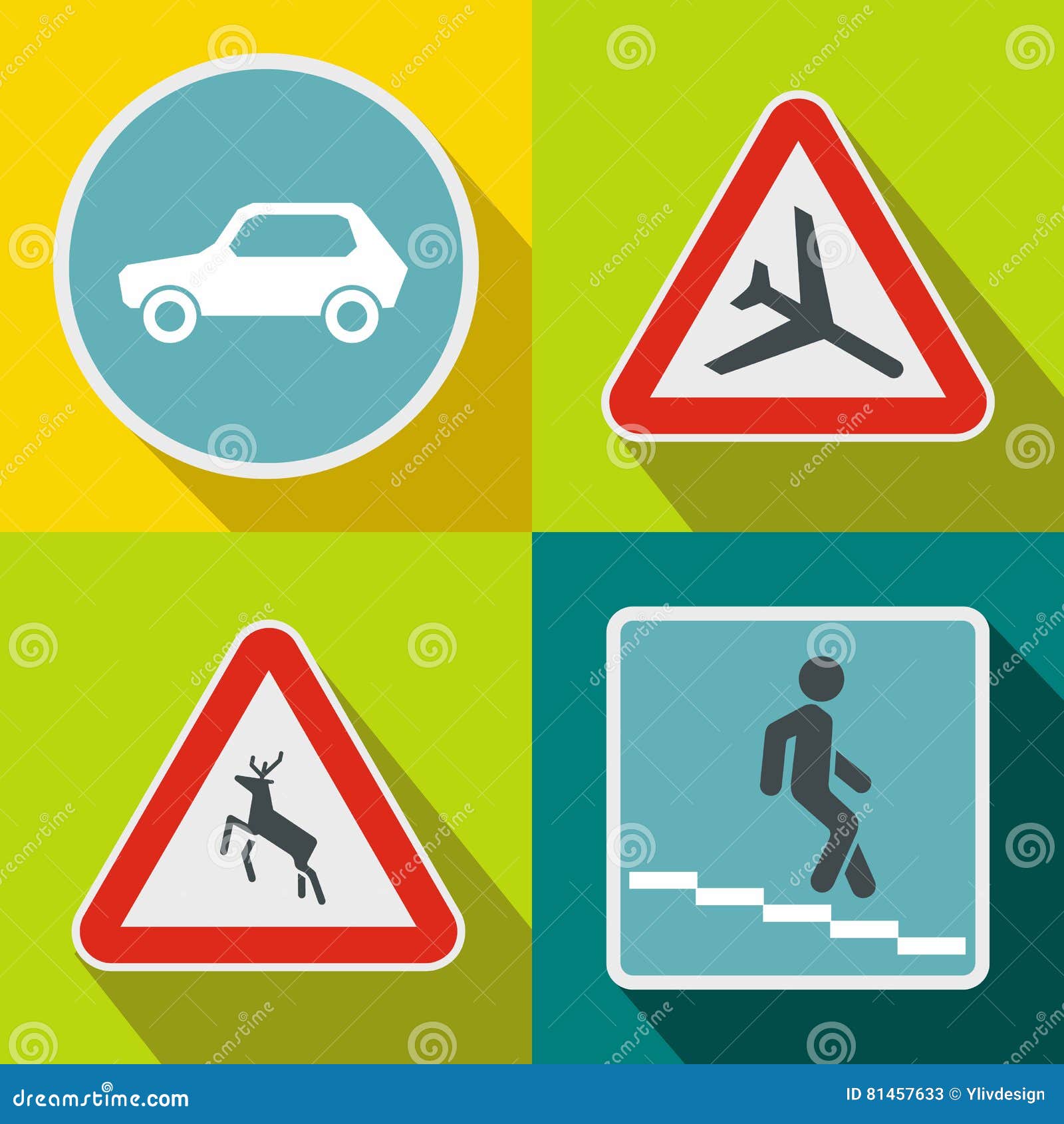 Road Sign Banners Set, Flat Style Stock Vector - Illustration of glossy ...
