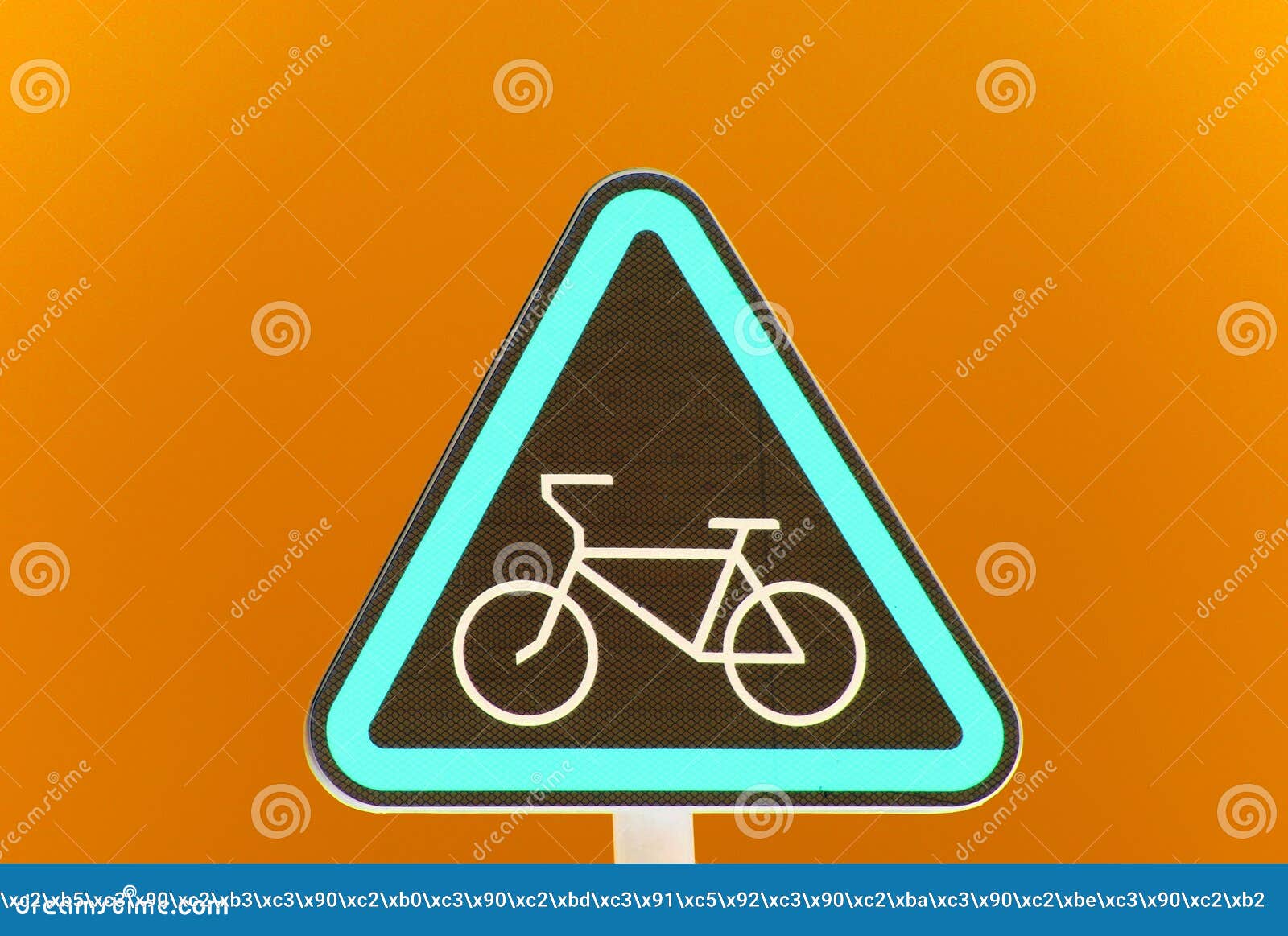 Road Sign of the Bicycle Path is Triangular in Shape with the Image of ...