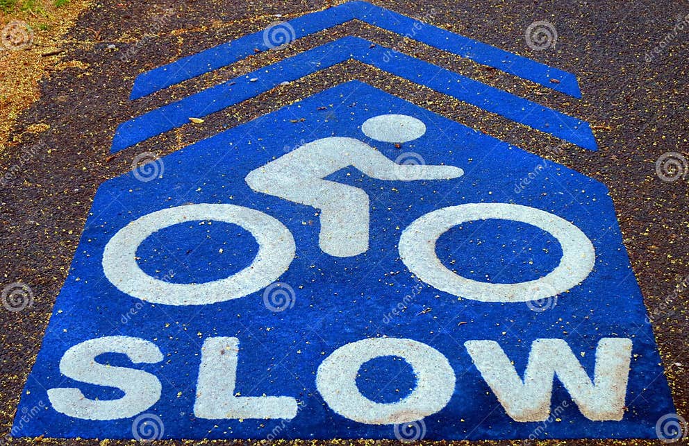 Slow stock image. Image of slow, city, cycle, sign, asphalt - 105105691