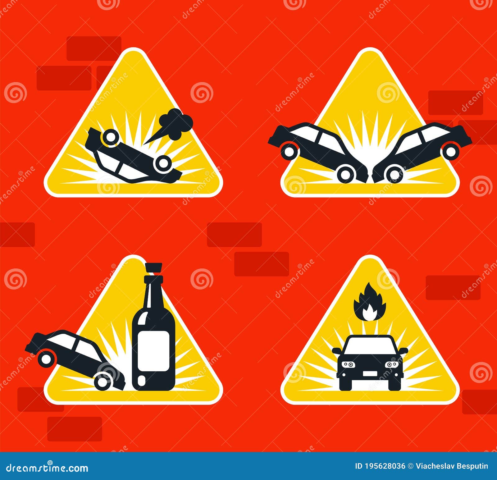 Road Sign Car Accident on the Track. Stock Vector - Illustration of ...