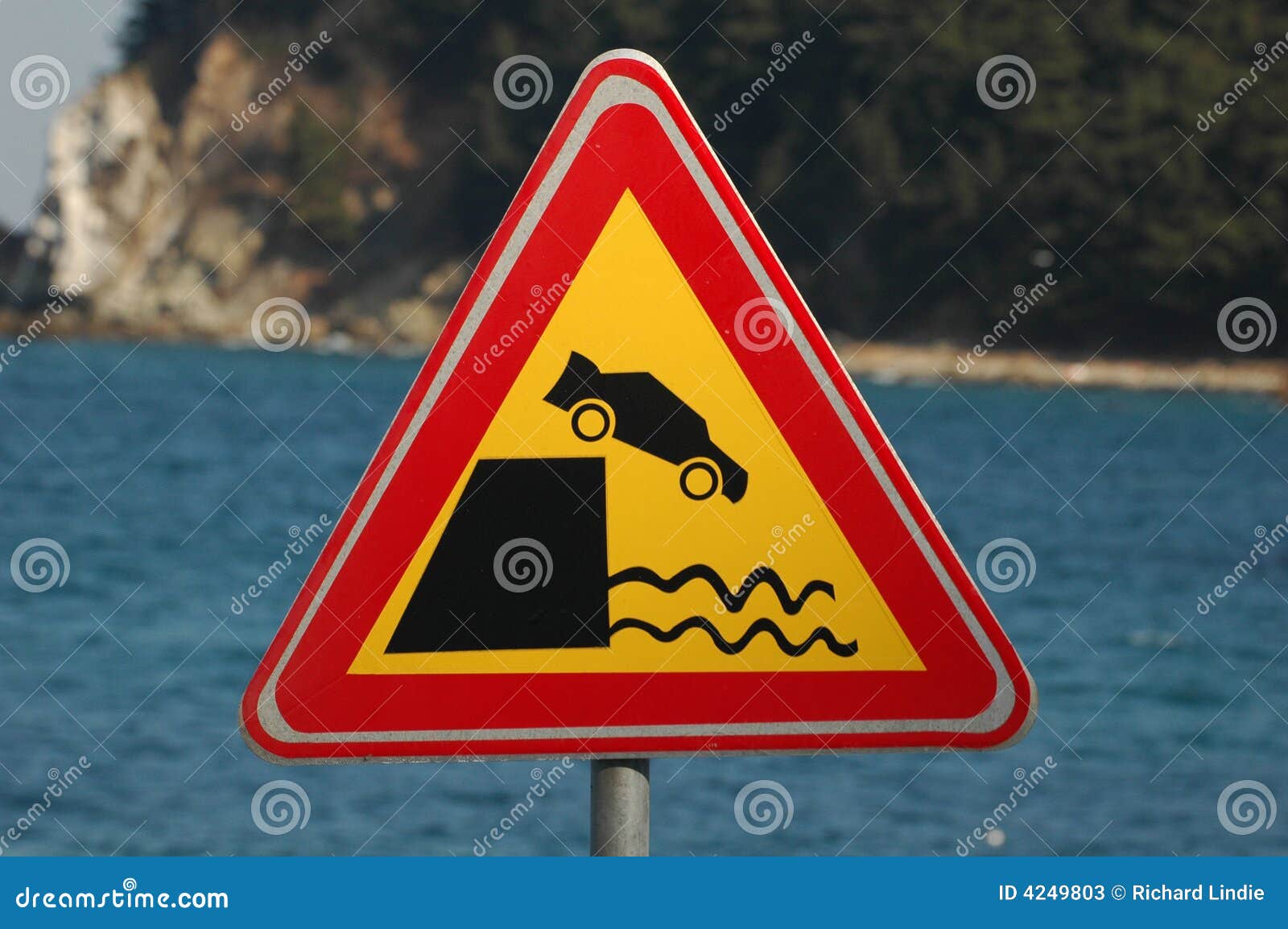 Road Sign - Car Falling into Water Stock Image - Image of road, sign ...