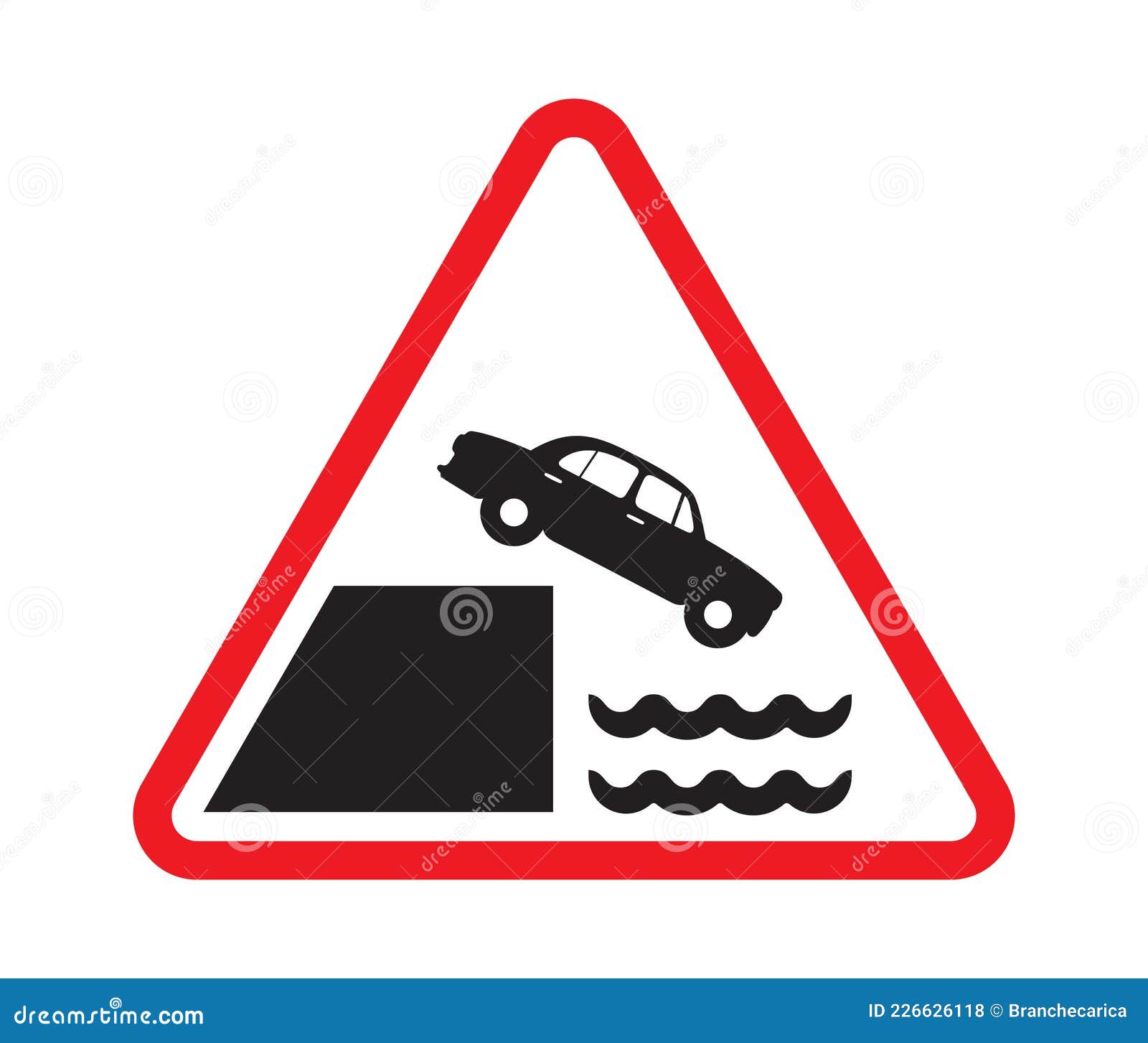 Road Sign Car Falling into Water Stock Vector - Illustration of element ...