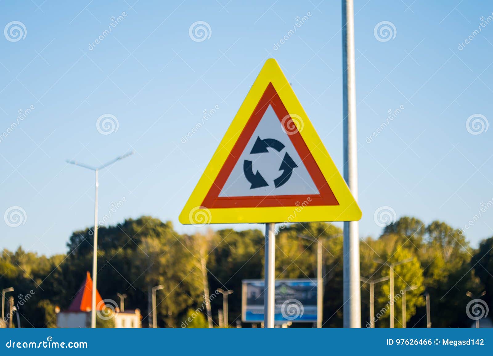 Road Sign `Circular Crossroad` Stock Photo - Image of ride, crossroads ...