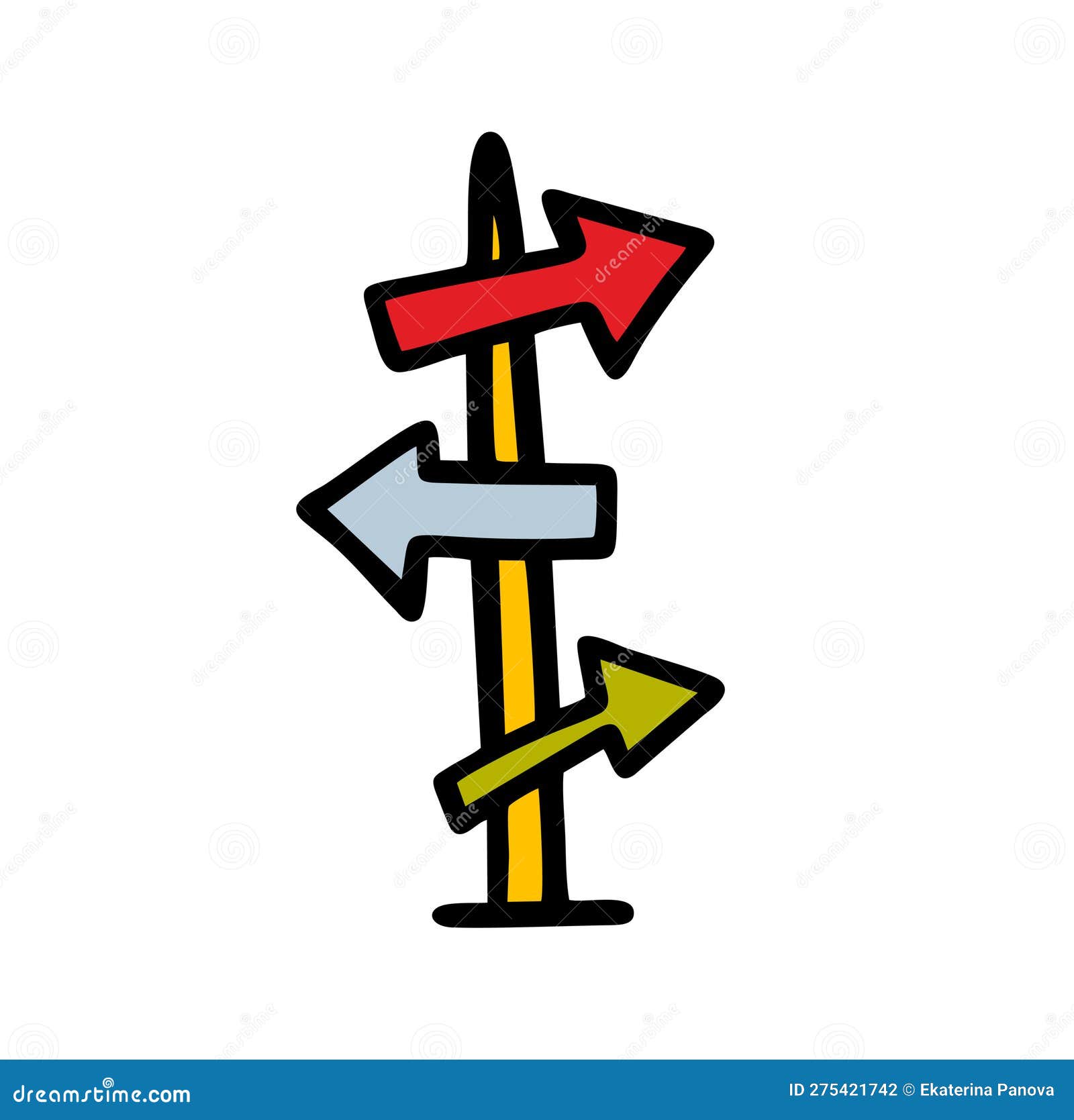 A Road Sign, a Column with an Arrow. Stock Vector - Illustration of ...