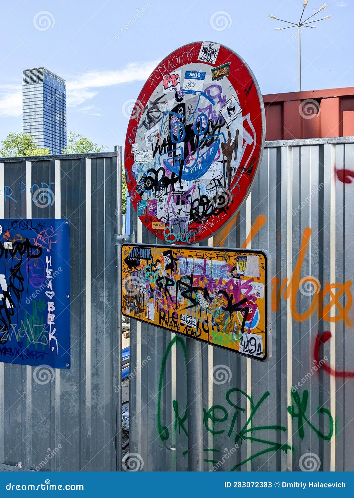 A Road Sign Completely Painted with Graffiti Editorial Stock Photo ...