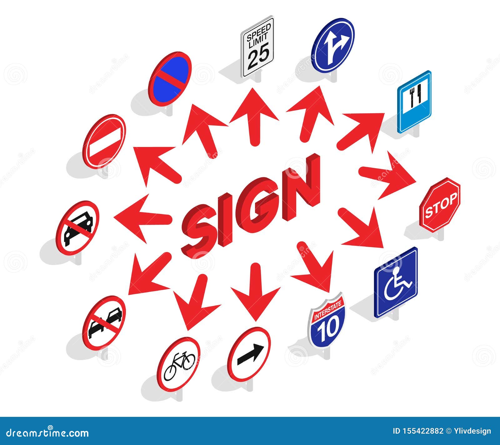 Road Sign Concept Banner, Isometric Style Stock Vector - Illustration ...