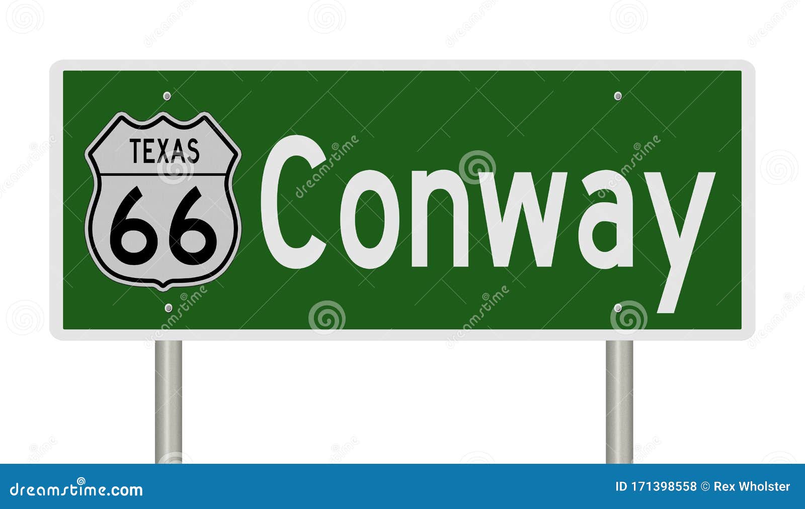 Road Sign for Conway Texas on Route 66 Stock Illustration ...