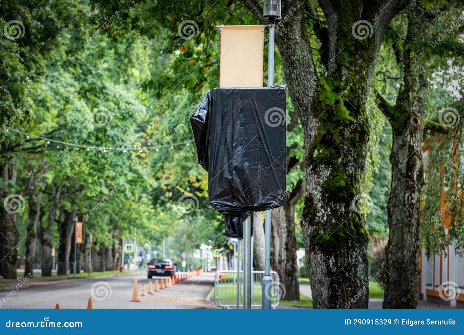 Road Sign Covered with a Garbage Bag Stock Image - Image of transport ...