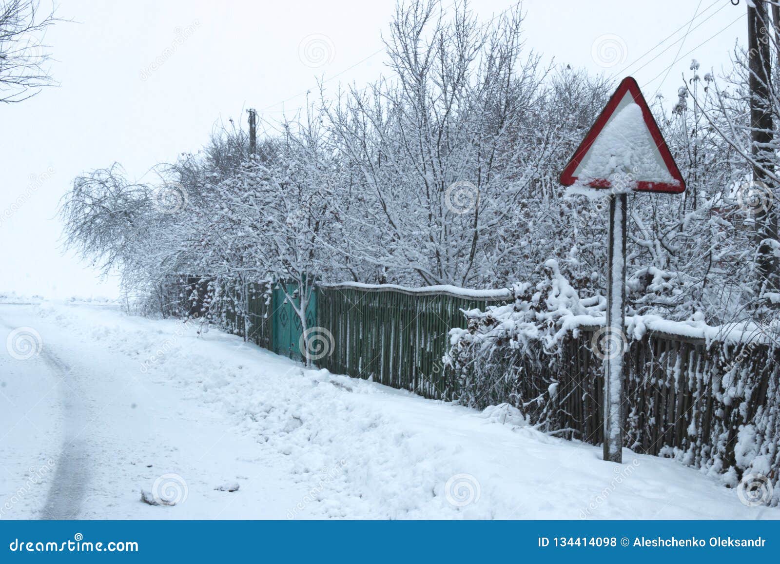 Road Sign Covered with Snow. Stock Photo - Image of street, hidden ...
