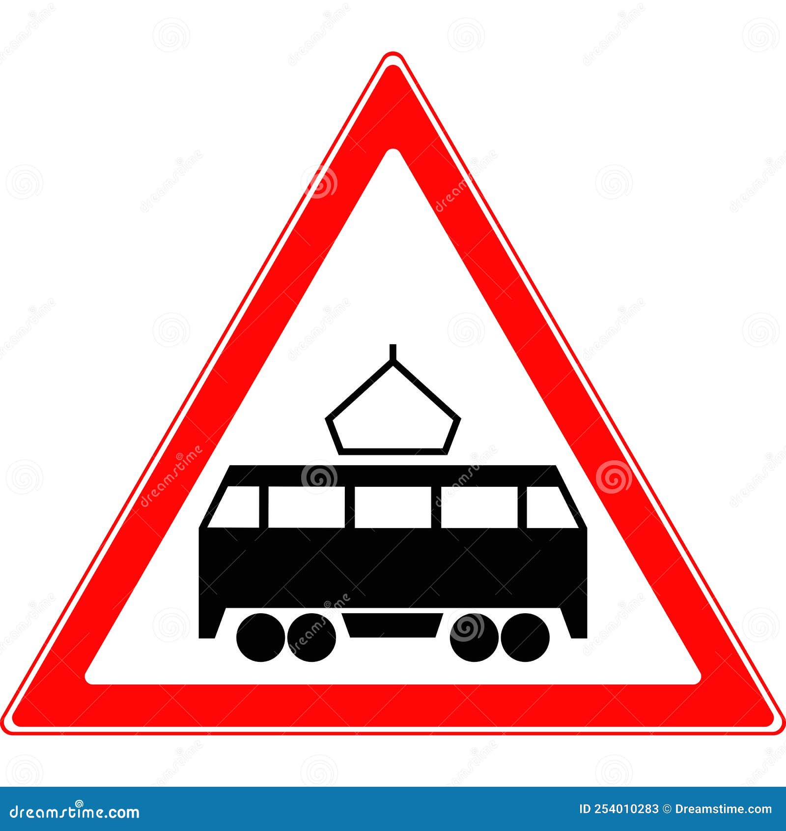 A Road Sign Crossing with a Tram Line. Vector Image. Stock Vector ...