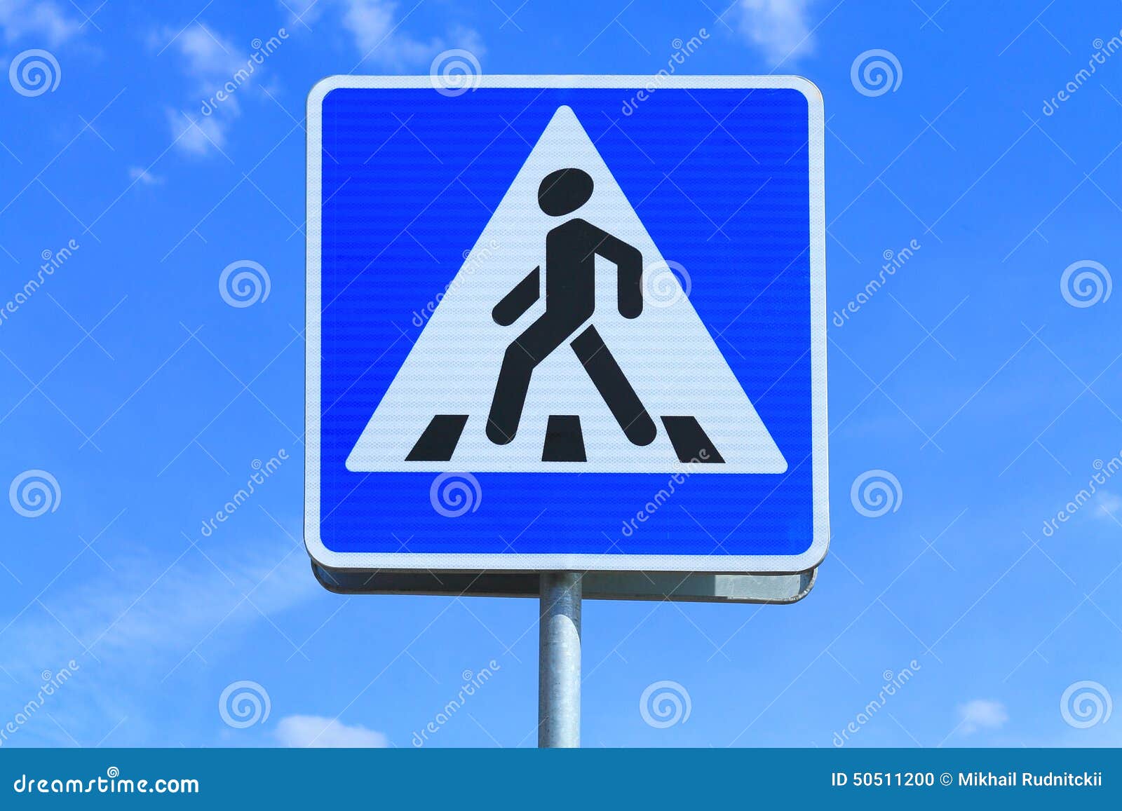 Road Sign the Crosswalk, Against the Blue Sky Stock Photo - Image of ...