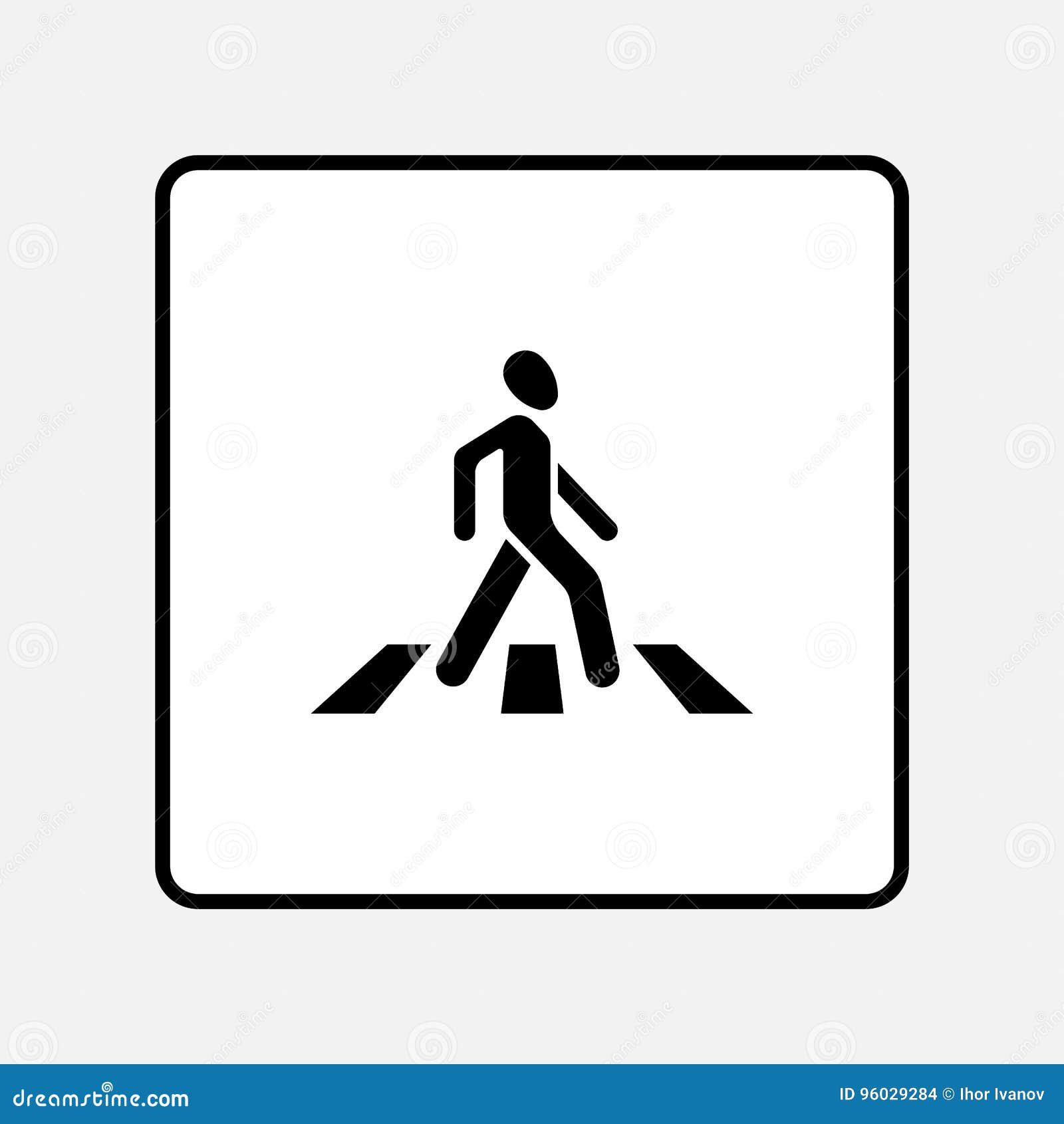 Road Sign the Crosswalk, Walking Man Stock Illustration - Illustration ...