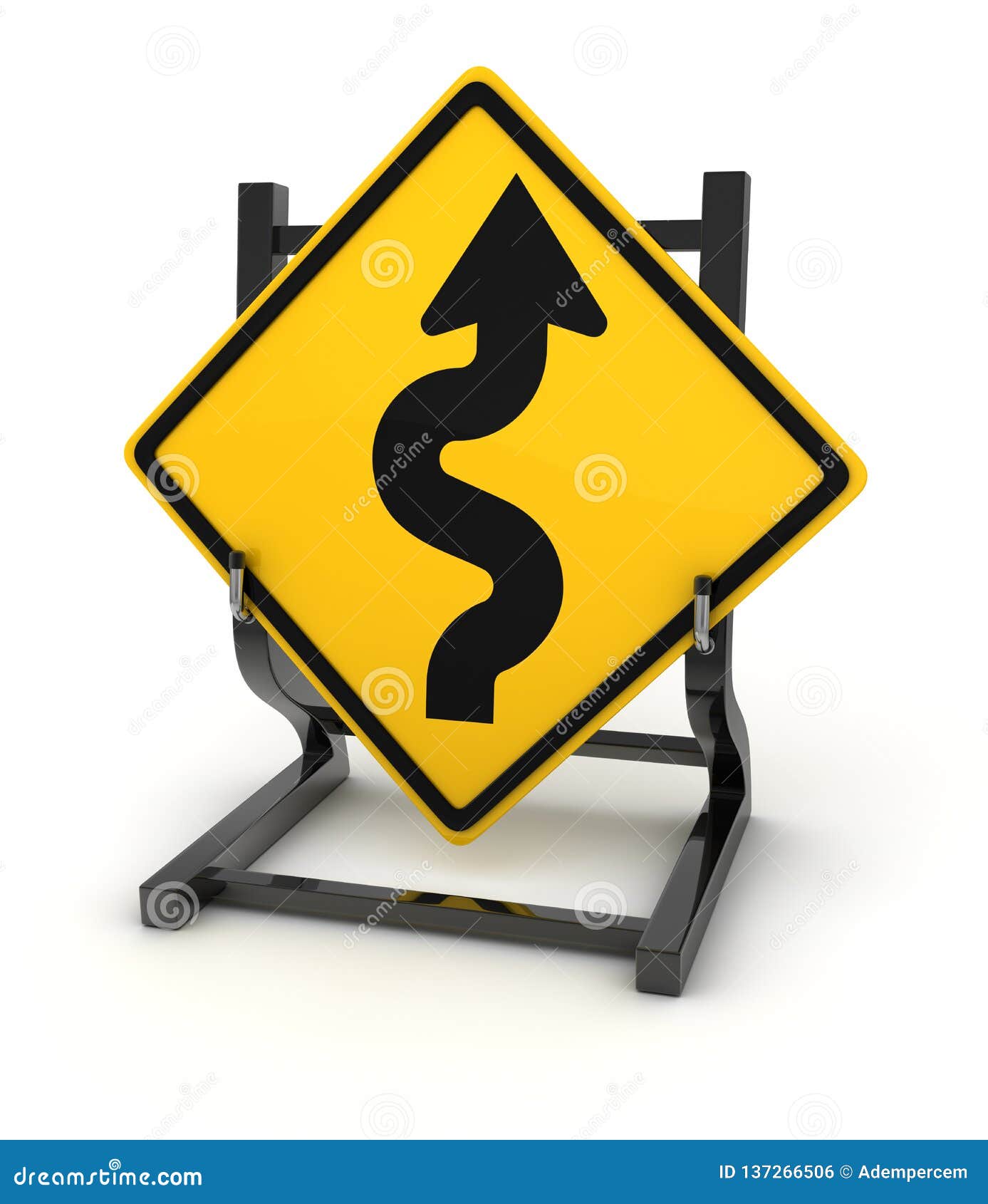 Road sign - curve way stock illustration. Illustration of caution ...