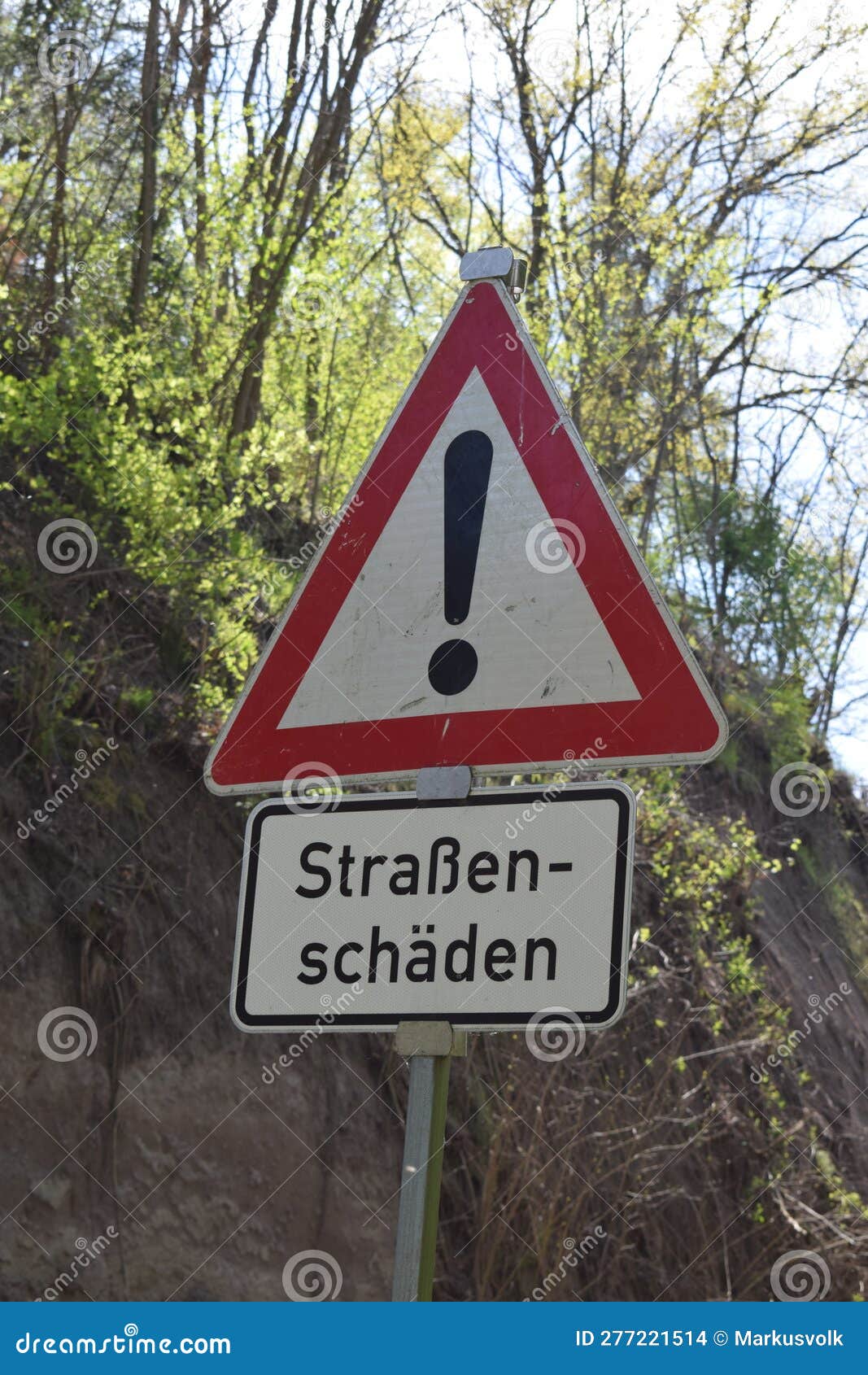 Road Sign, Road Damage Warning Stock Photo - Image of sign, signage ...