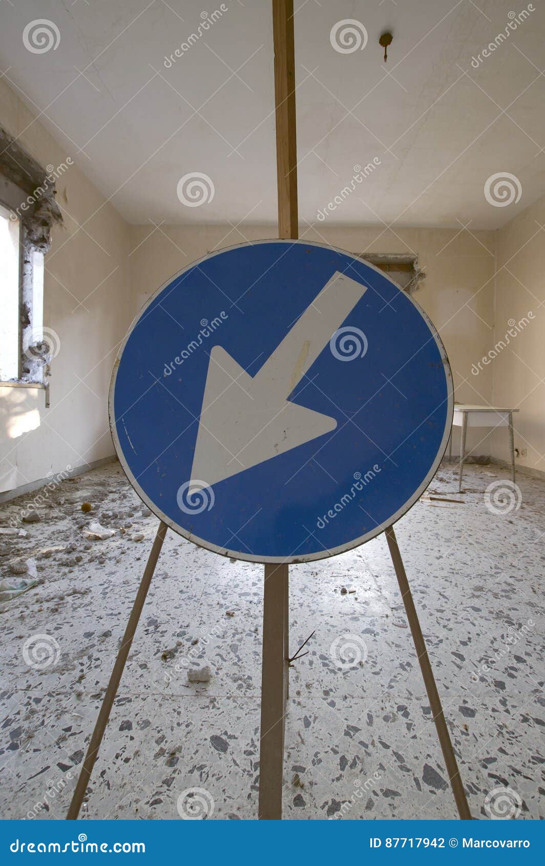 Road Sign at Demolition Site Stock Photo - Image of rubble, room: 87717942