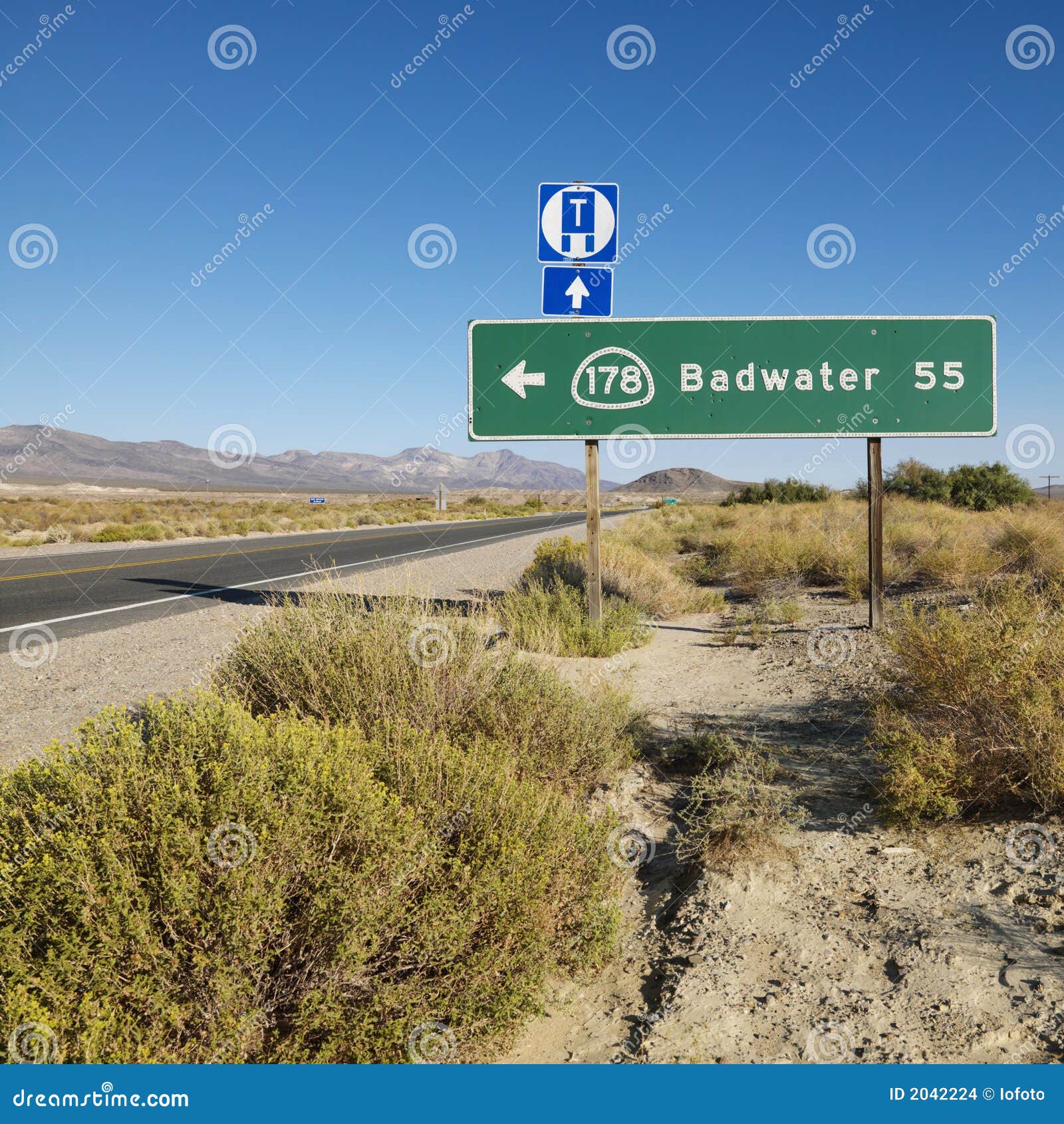 Road sign in desert. stock photo. Image of route, national - 2042224