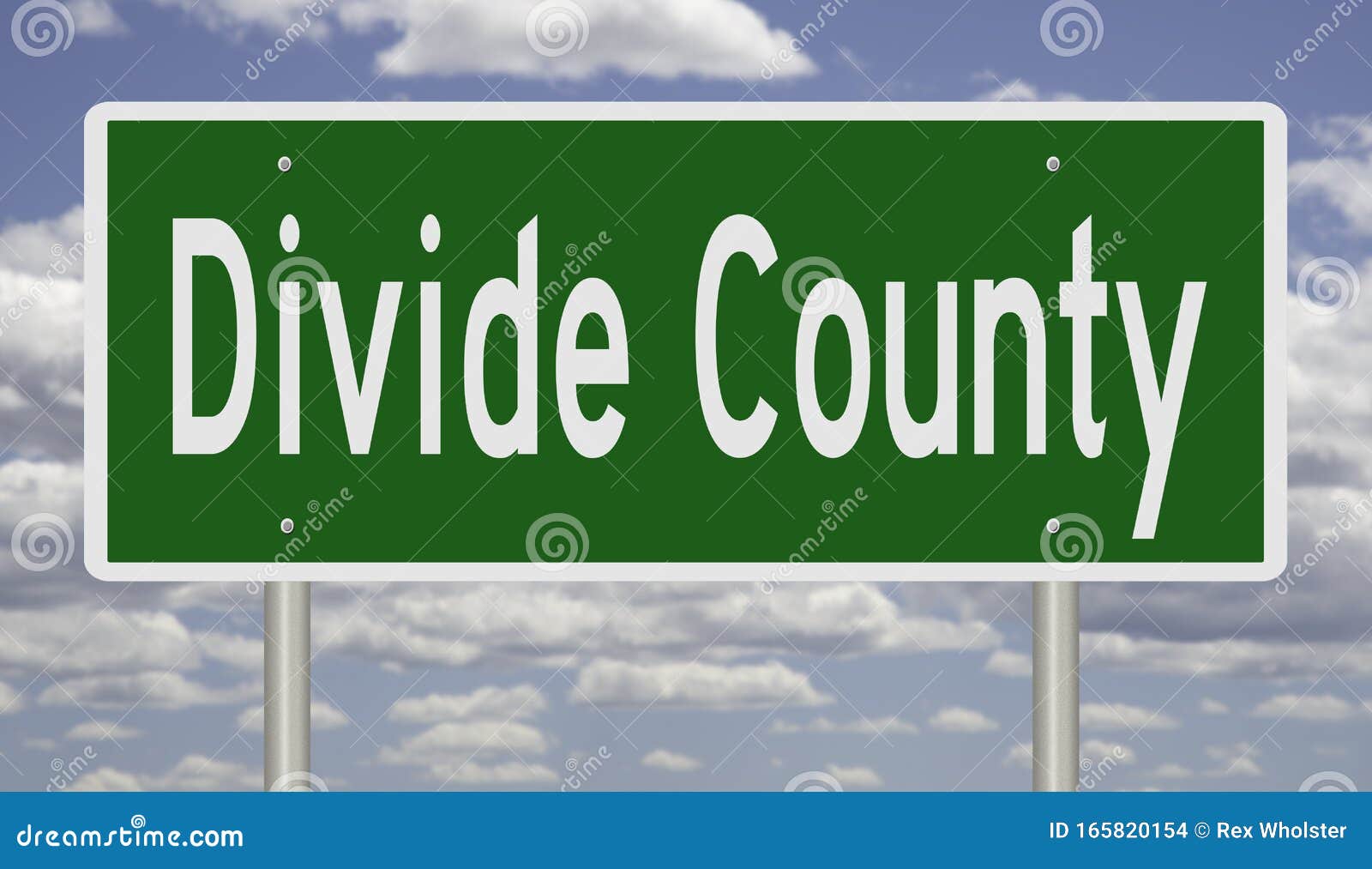 Road Sign for Divide County Stock Illustration - Illustration of street ...