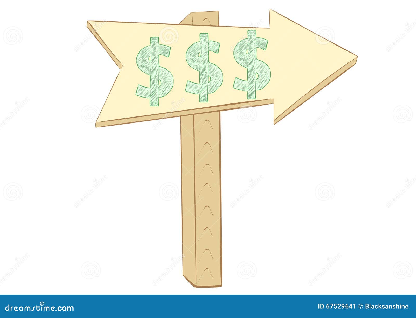 Road sign with dollars stock vector. Illustration of business - 67529641