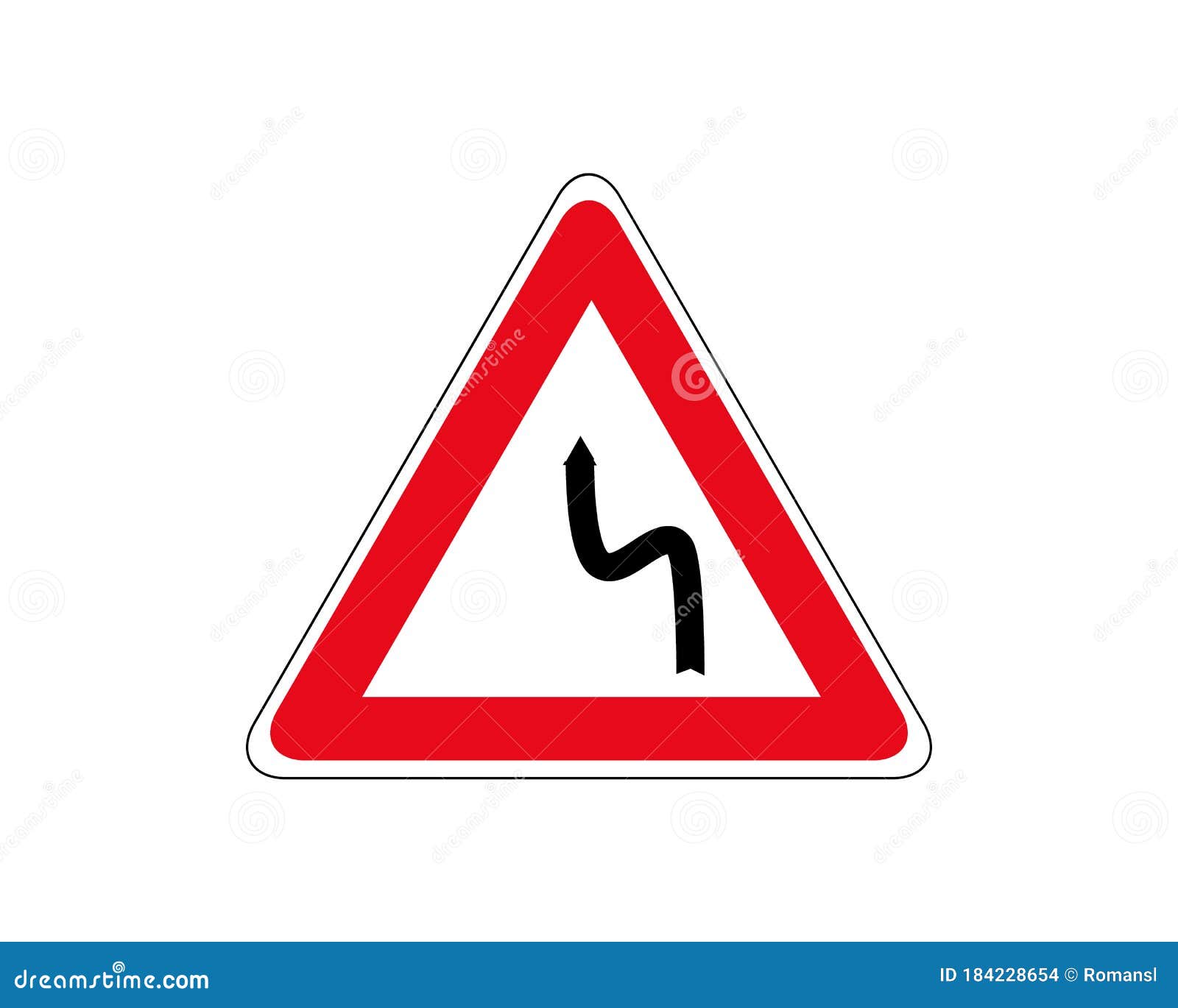 Road Sign Double Turn, First Left. Vector Illustration Stock Vector ...