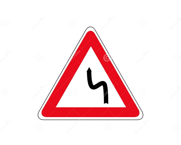 Road Sign Double Turn, First Left. Vector Illustration Stock Vector ...