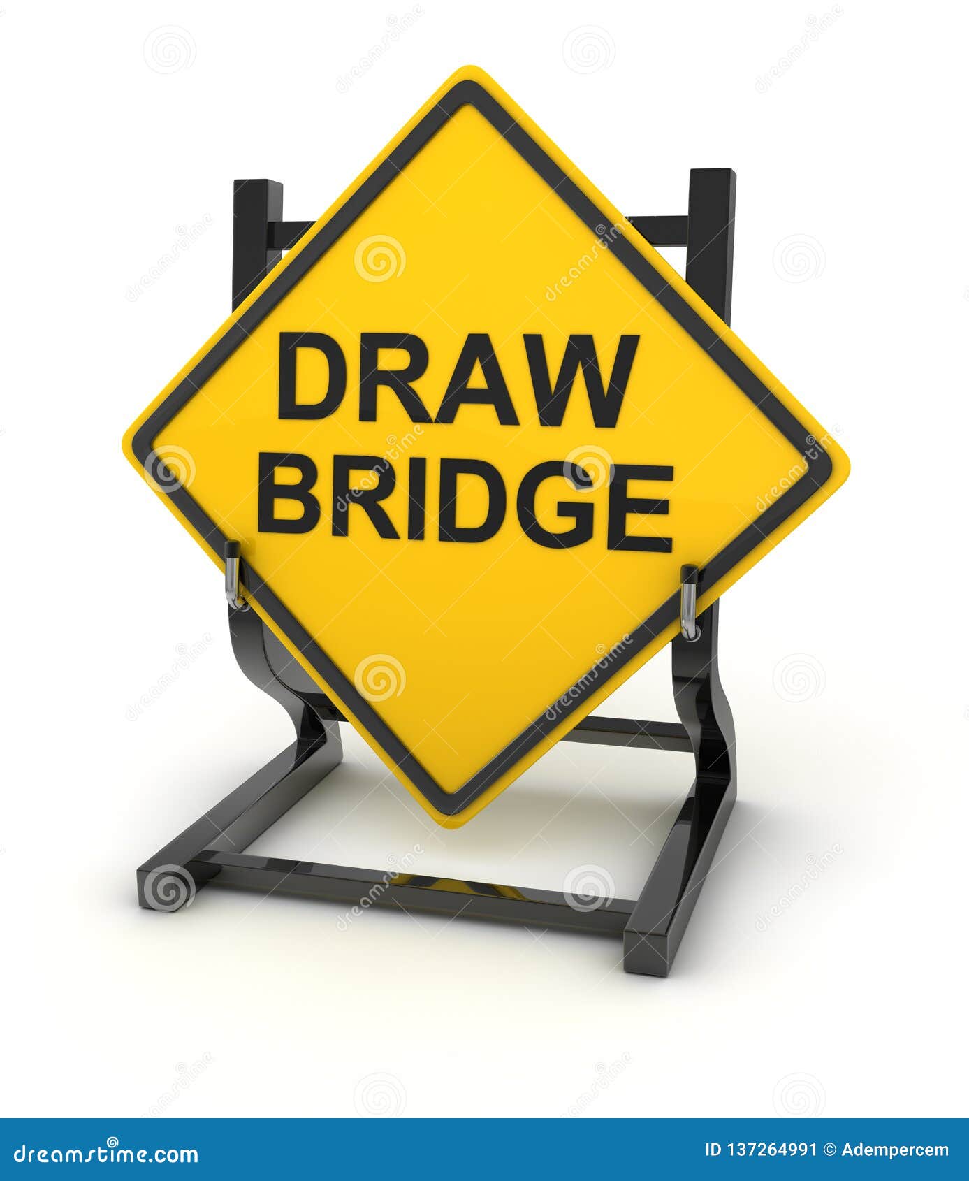 Road sign - draw bridge stock illustration. Illustration of white ...