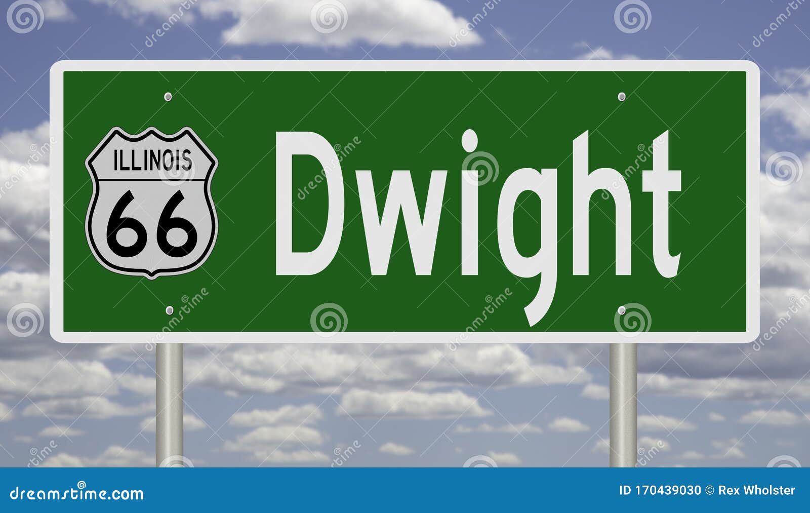 Road Sign for Dwight Illinois on Route 66 Stock Illustration ...