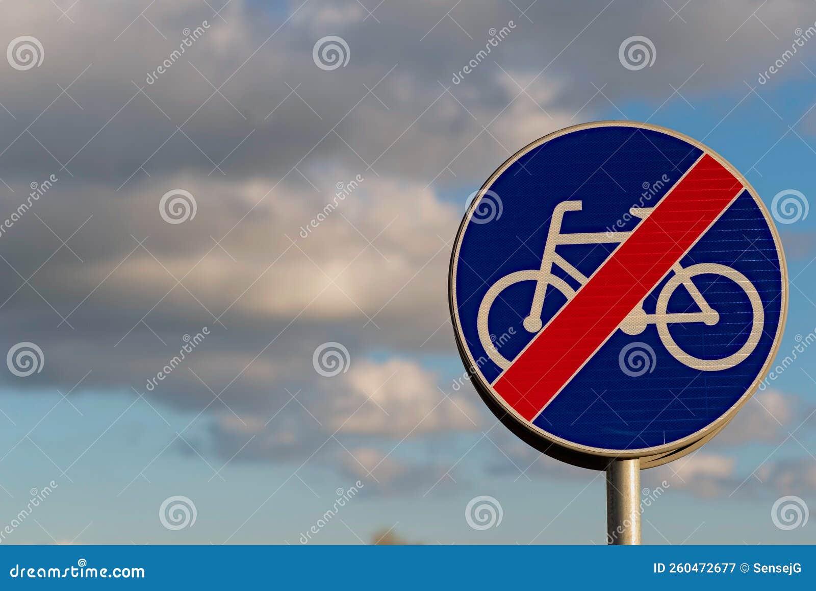 Road Sign: "end of Cycle Path". Stock Image - Image of contour, cloud ...