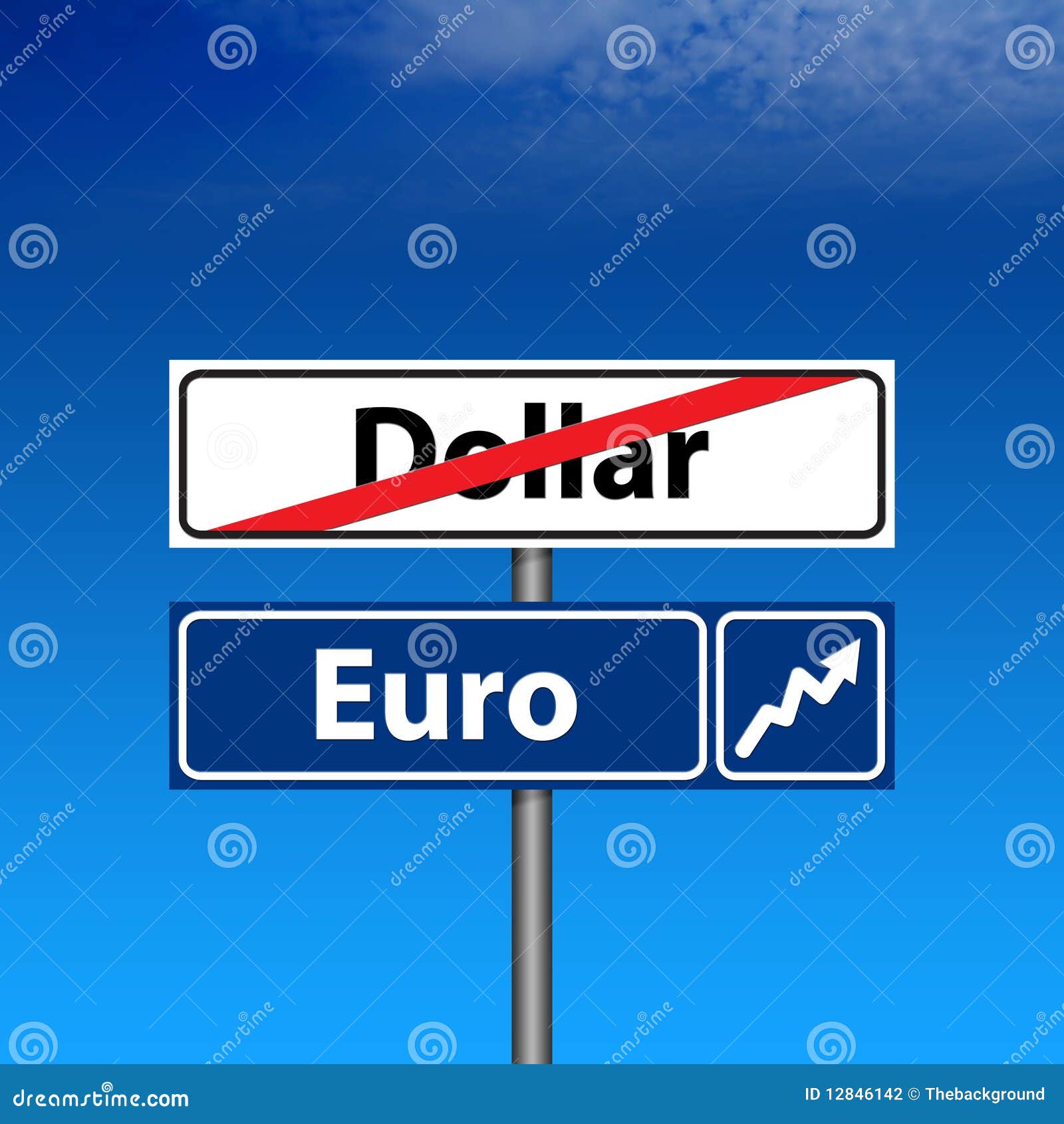 Road Sign the End of Dollar, Euro Up Stock Illustration - Illustration ...