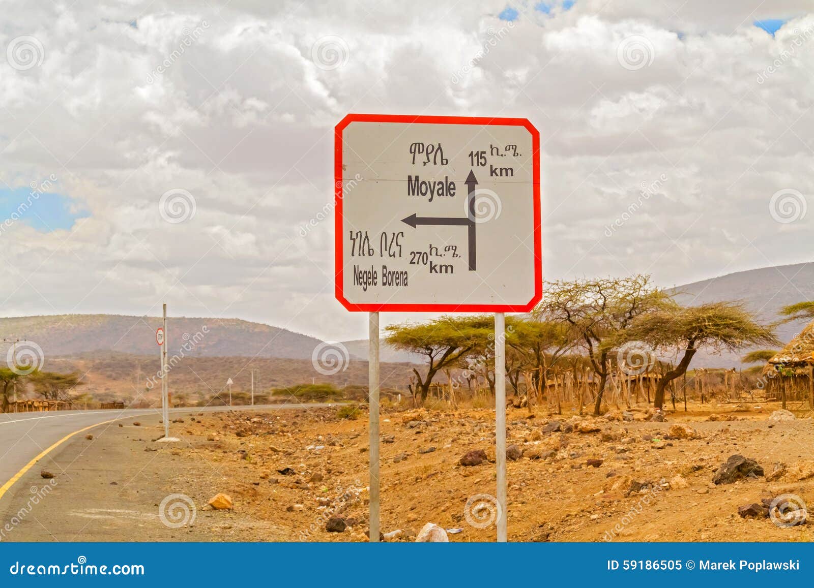 Road sign in Ethiopia stock image. Image of clods, landscape - 59186505