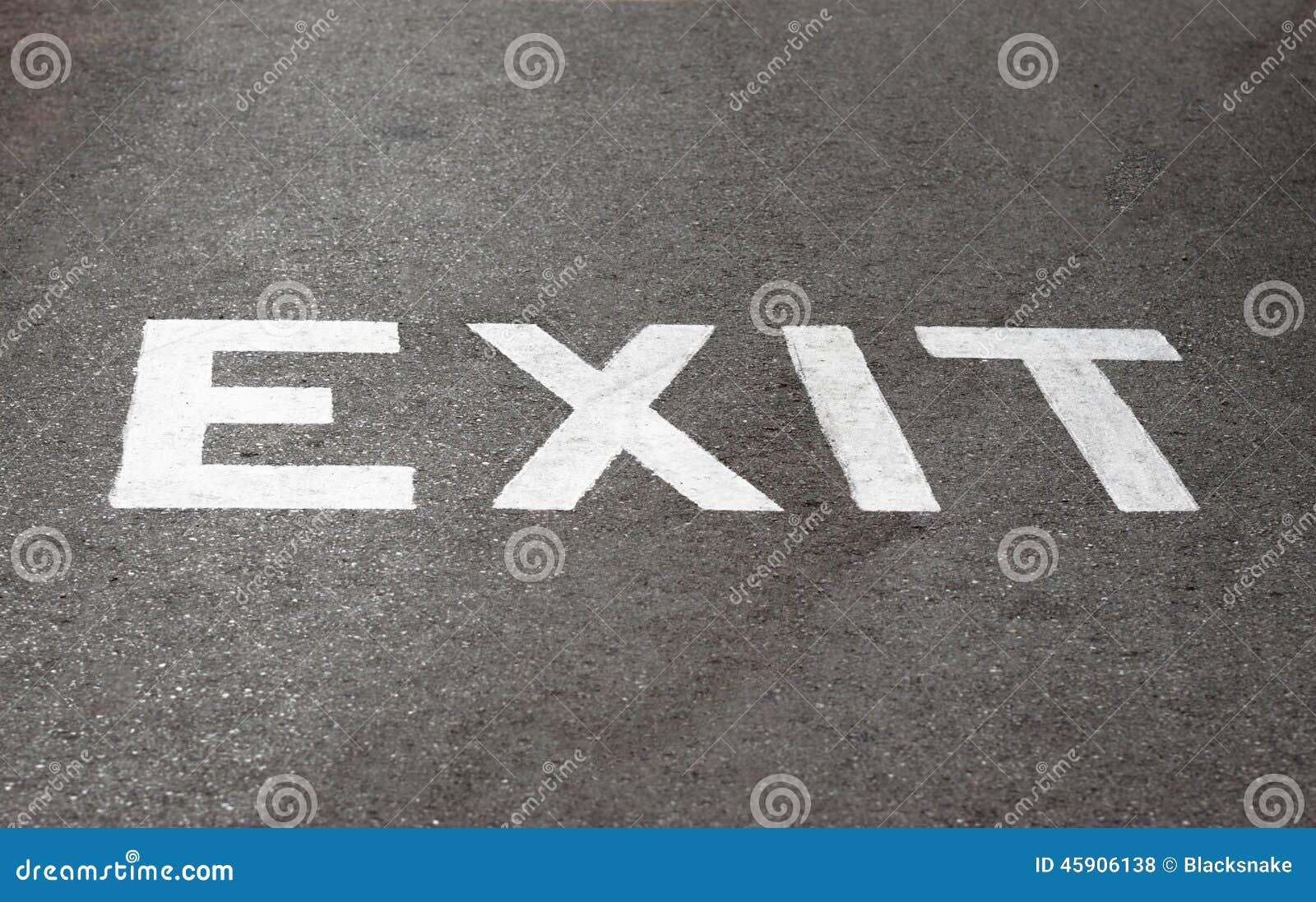 Road Sign Exit at Asphalt Texture Surface Stock Photo - Image of street ...