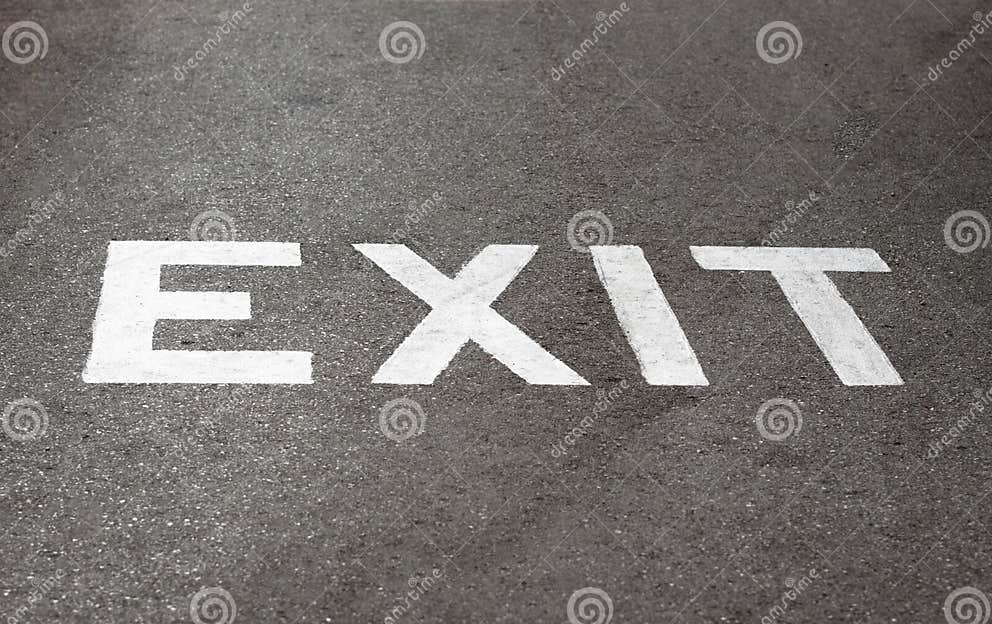 Road Sign Exit at Asphalt Texture Surface Stock Photo - Image of street ...