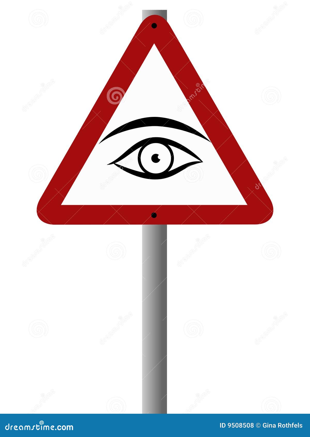 Road sign with eye stock vector. Illustration of warning - 9508508