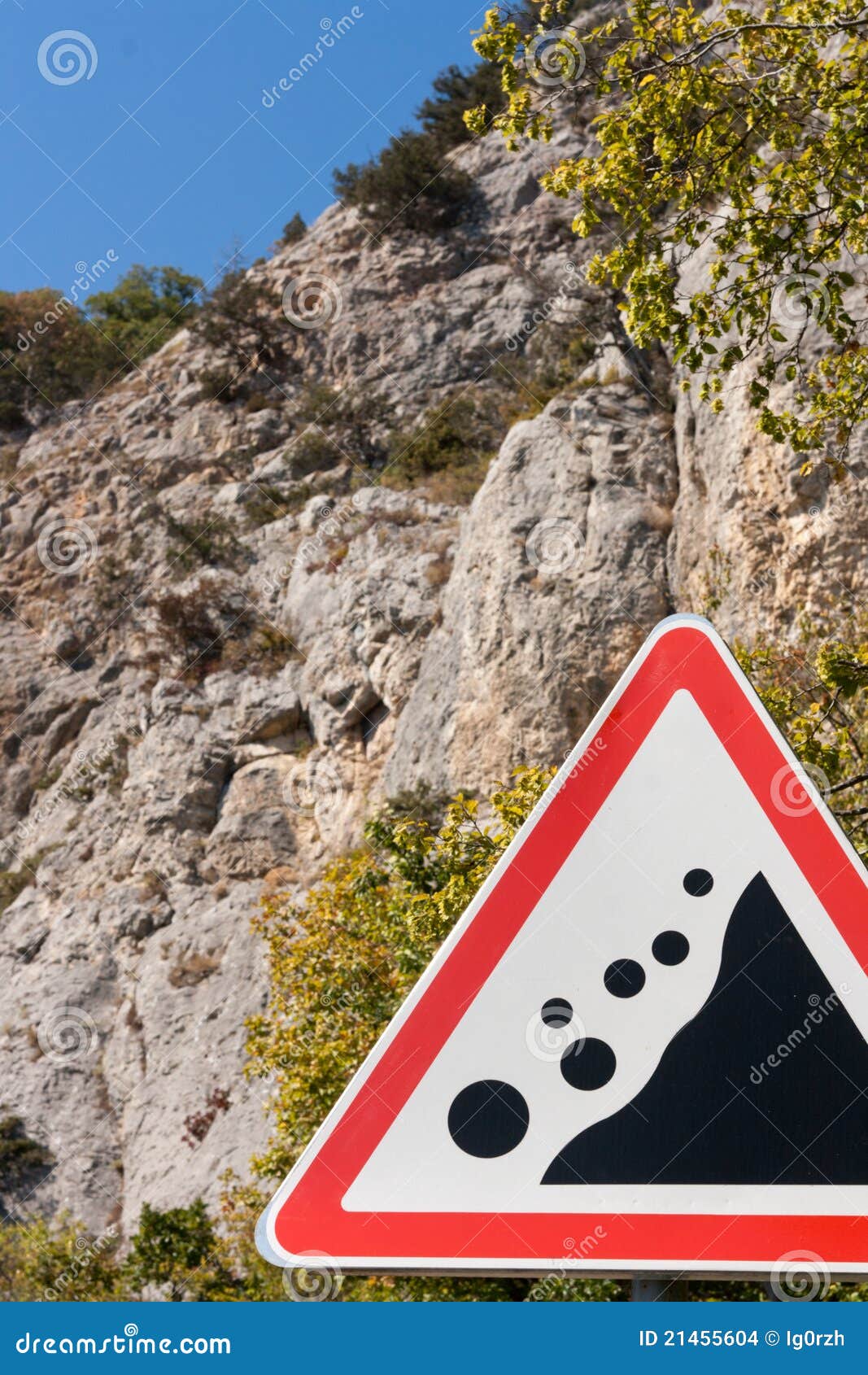 Road sign falling stones stock photo. Image of fence - 21455604